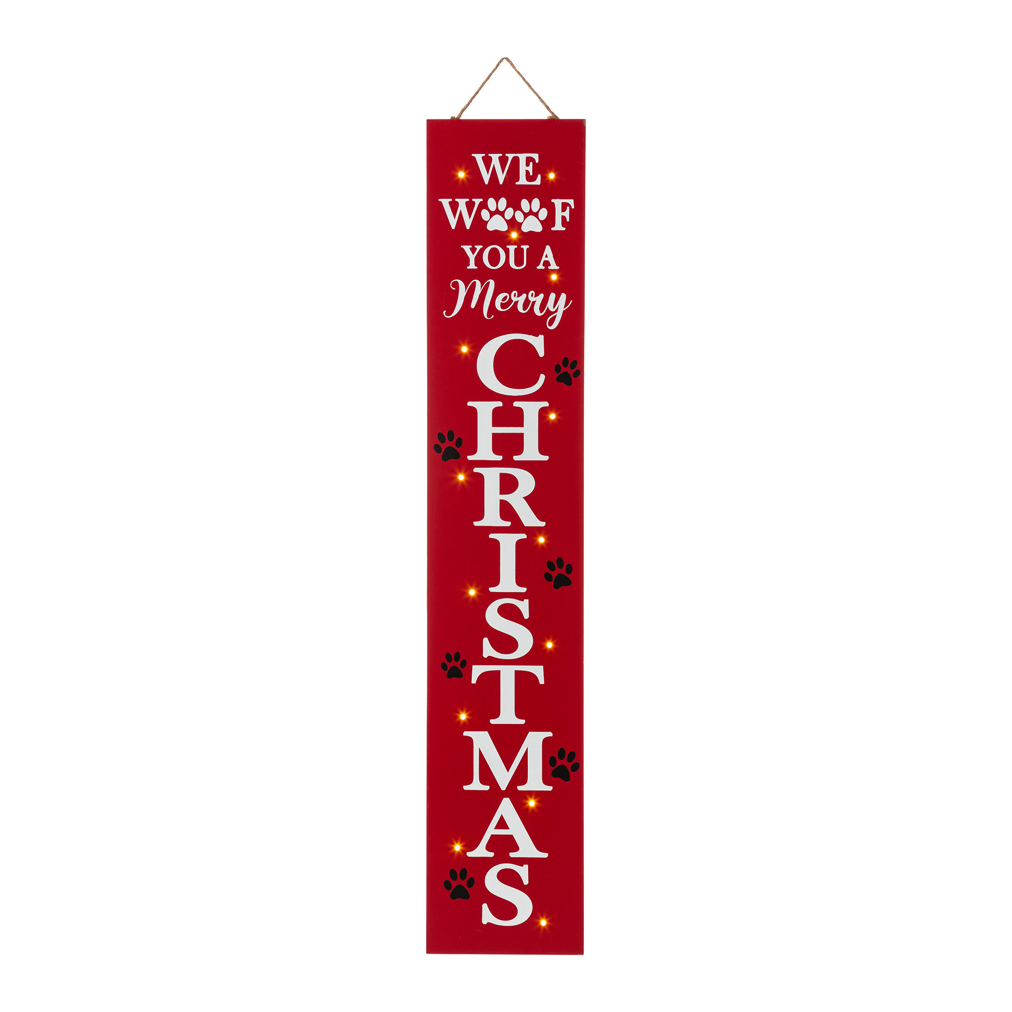 The Holiday Aisle® Junno 42"H Lighted Wooden Pet "CHRISTMAS" Porch Sign ...