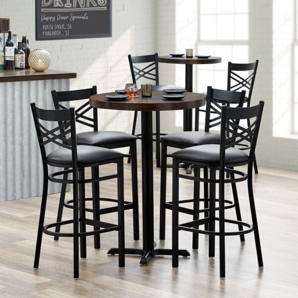 Red Barrel Studio Lancaster 36 Round Bar Height Vintage Butcher Block ...