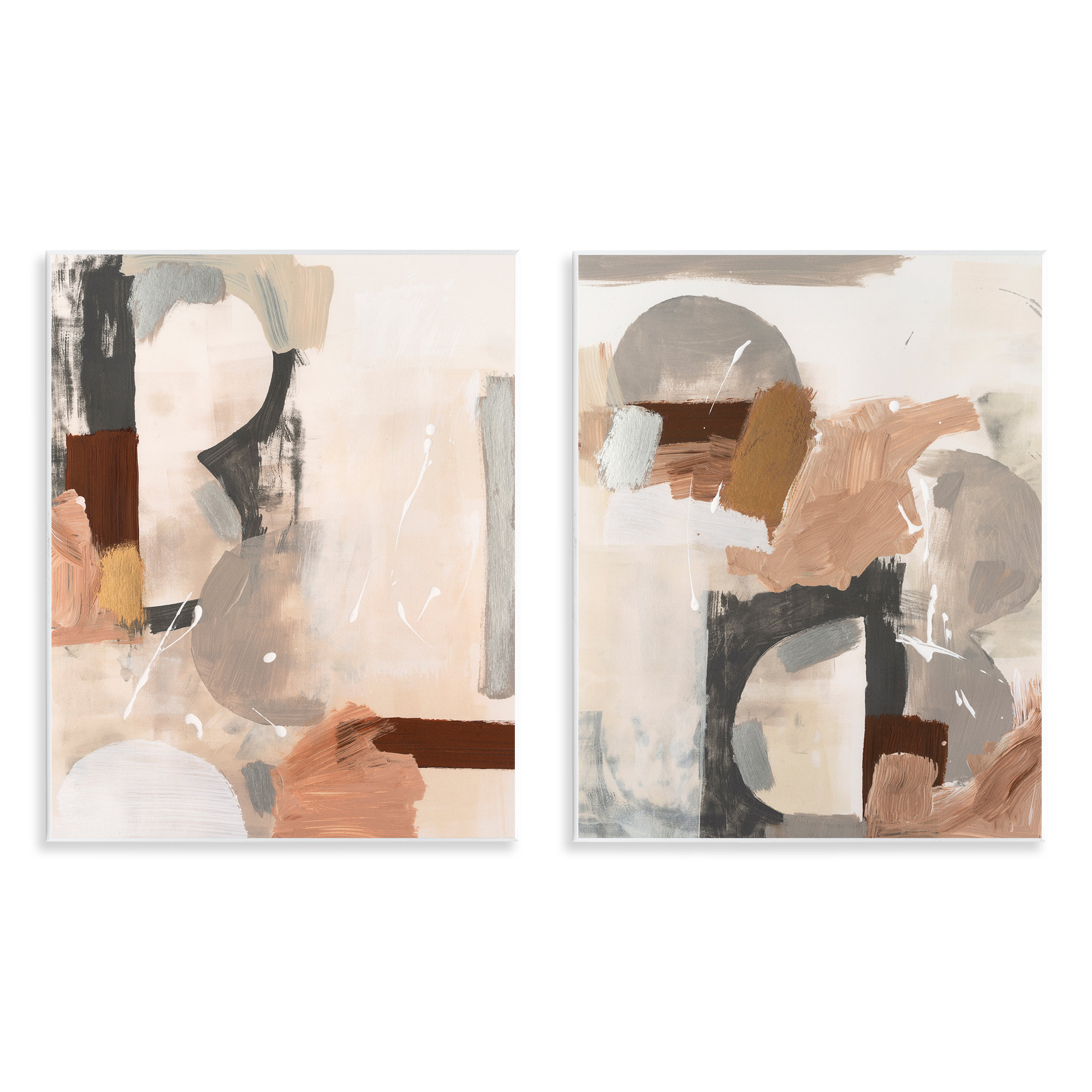 Mercer41 Abstract Neutral Shapes Brown 2 PC Wall Plaque Art Set by ...