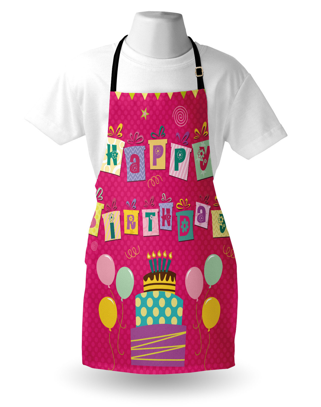 The Party Aisle™ Birthday Party Apron Unisex, Present Boxes Pink, Adult ...