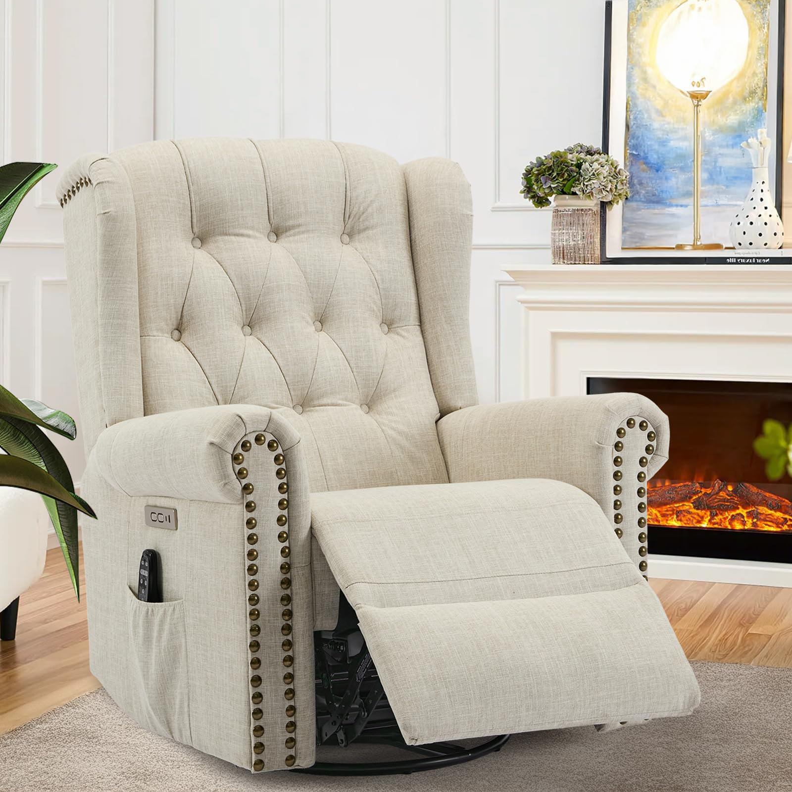 Lark Manor™ Power Swivel Rocking Recliner Chair With Massage & Heat ...