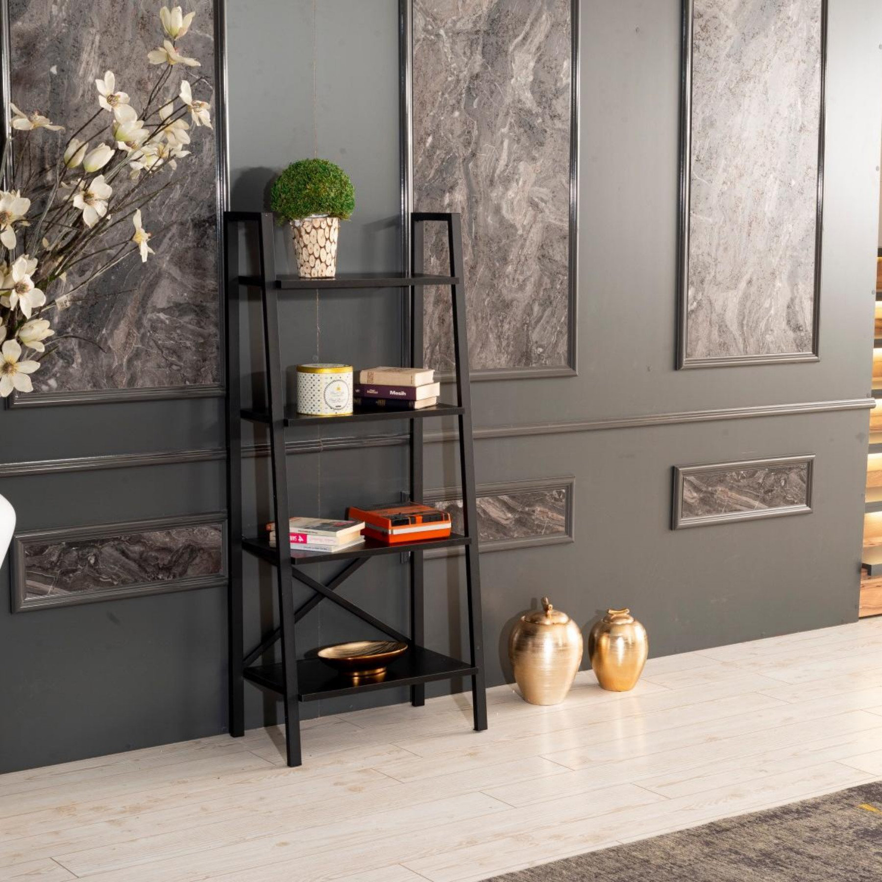 Latitude Run® Leon 5 Tier Modern Ladder Bookshelf Organizers, Metal ...