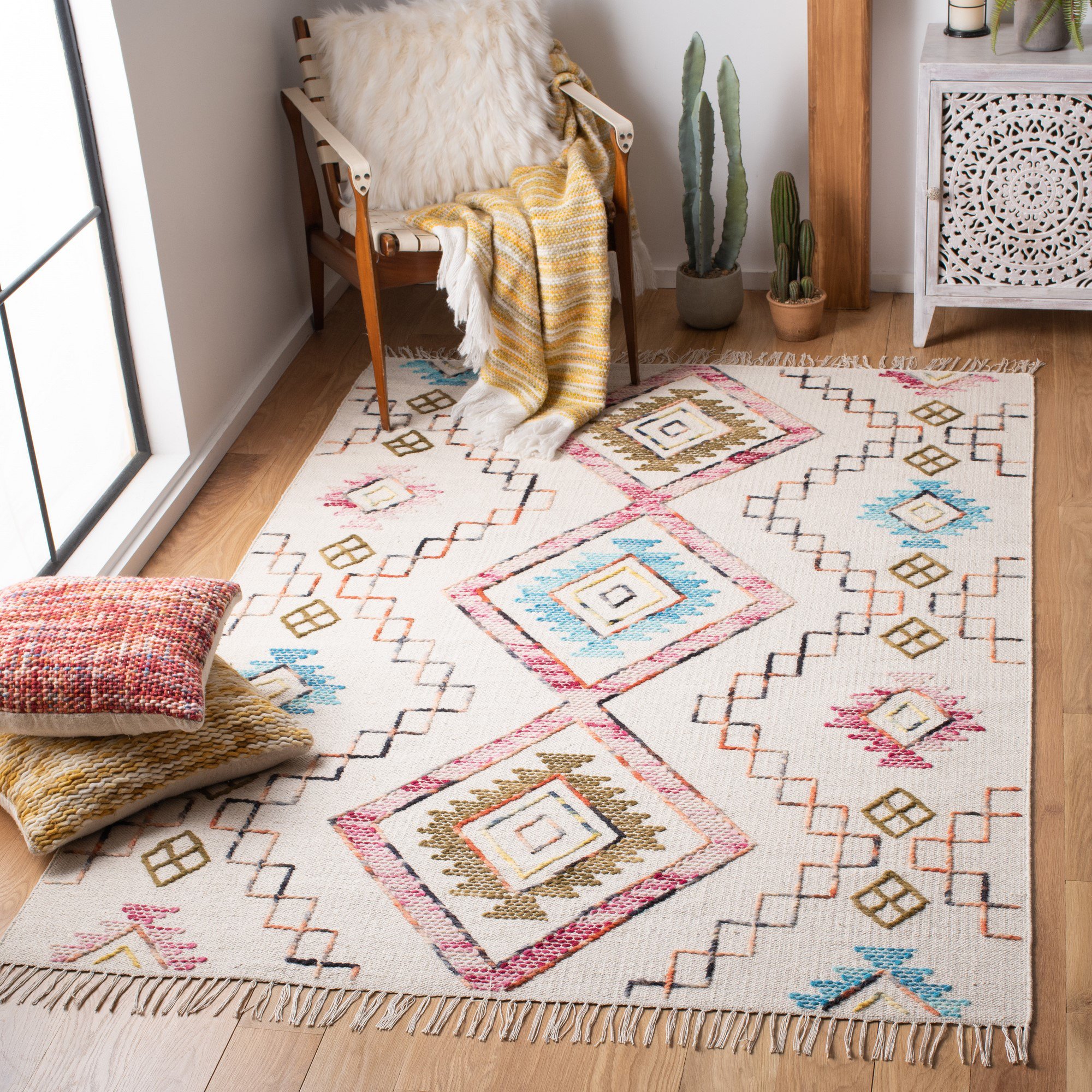Dakota Fields Kilim Flat Weave Wool Southwestern Rug | Wayfair