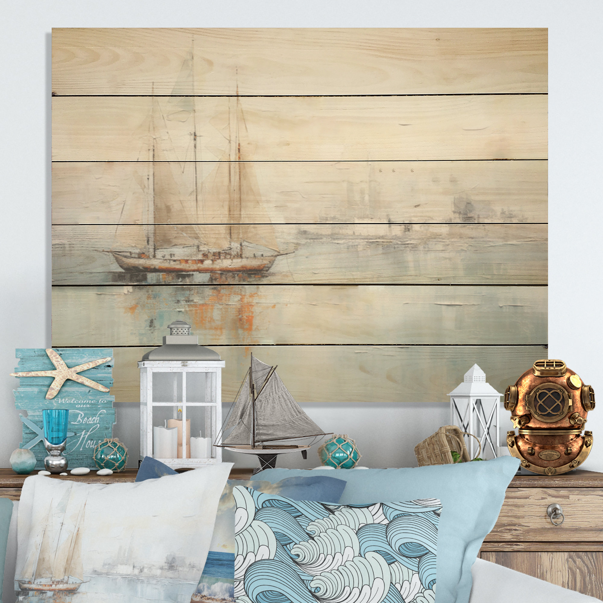 Lark Manor™ Minimalism Port Outlook I - Coastal Port Wood Wall Art On ...