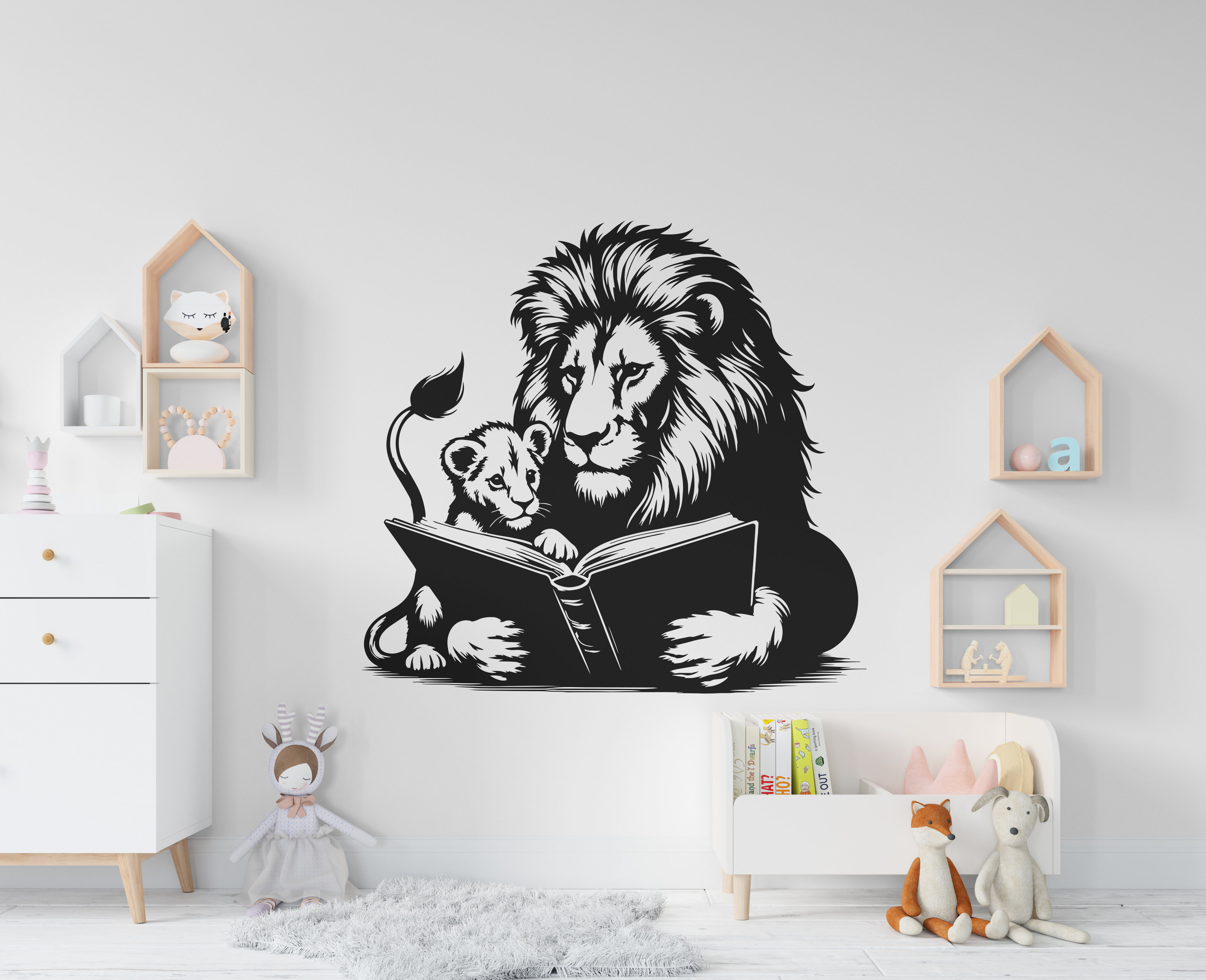 Trinx A Cute Lion Reading A Book Wall Decal Reading Books Magic Wall ...