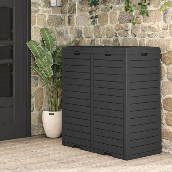 Olilawn Resin Manual Lift Curbside Trash & Recycling Bin - 62 Gallons ...