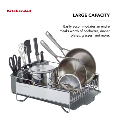KitchenAid® Full Size Dish Rack, Light Grey & Reviews | Wayfair