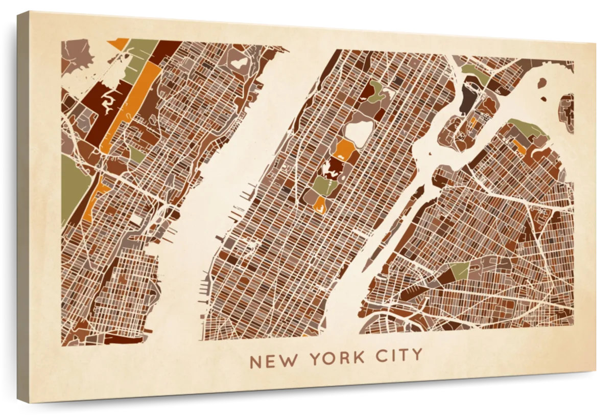 Elephant Stock Earthy NYC Map | Wayfair