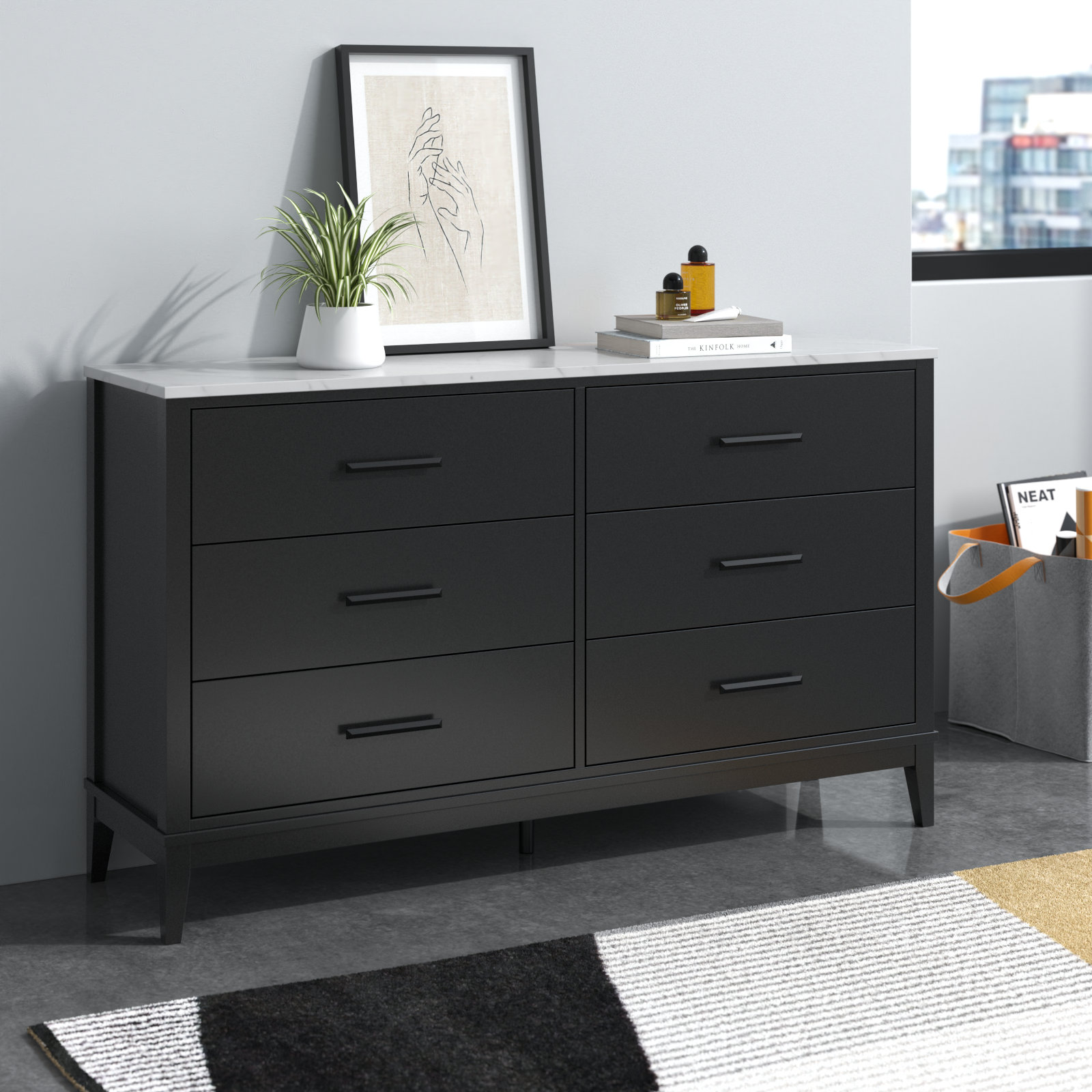 Lark Manor Alatea 6 Drawer 56.8'' W Double Dresser | Wayfair
