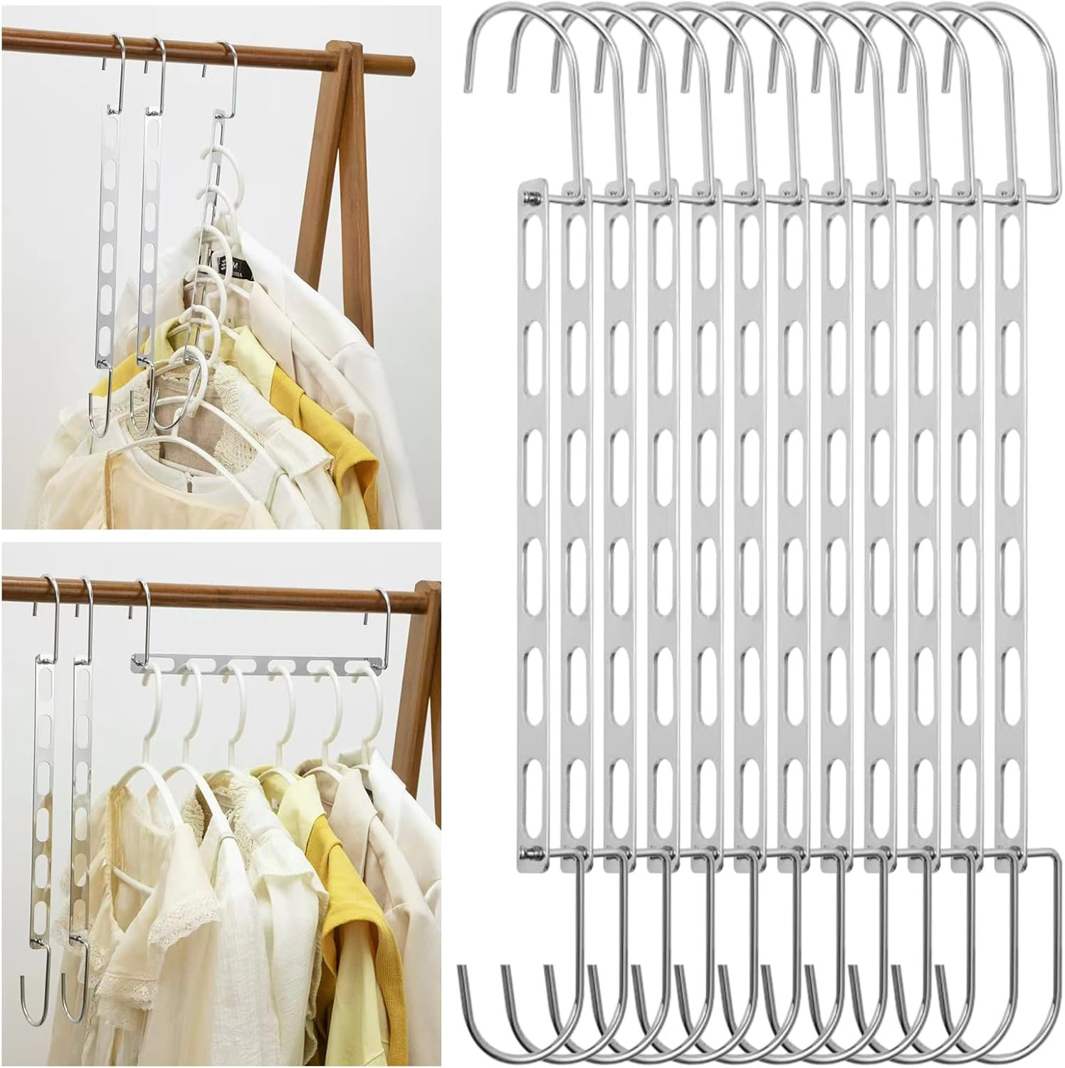 Rebrilliant 12 Pieces Space Saving Metal Collapsible Hangers for Heavy ...