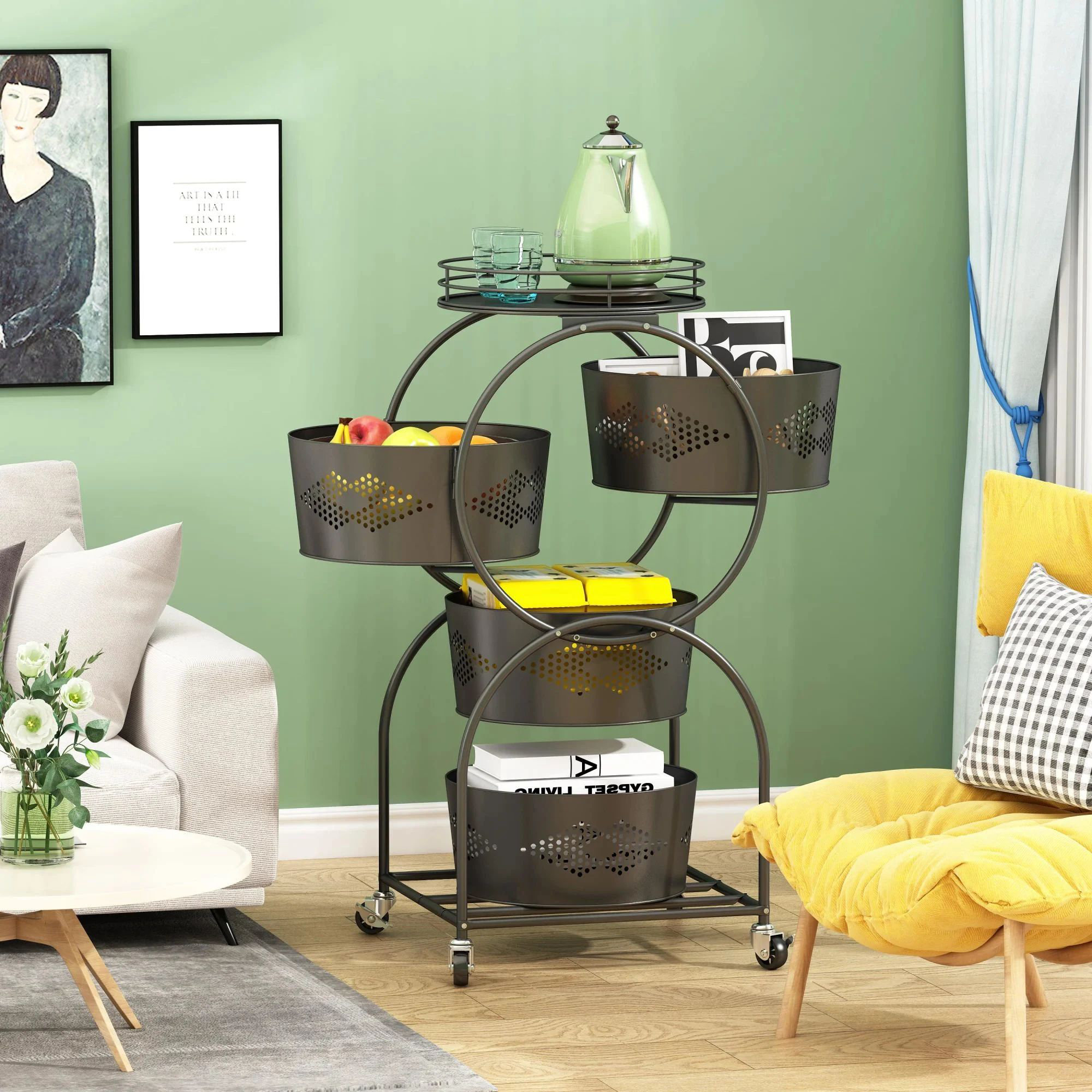 Wildon Home® 4 - Layer Tray Removable And Rotating Rack Storage Shelf ...