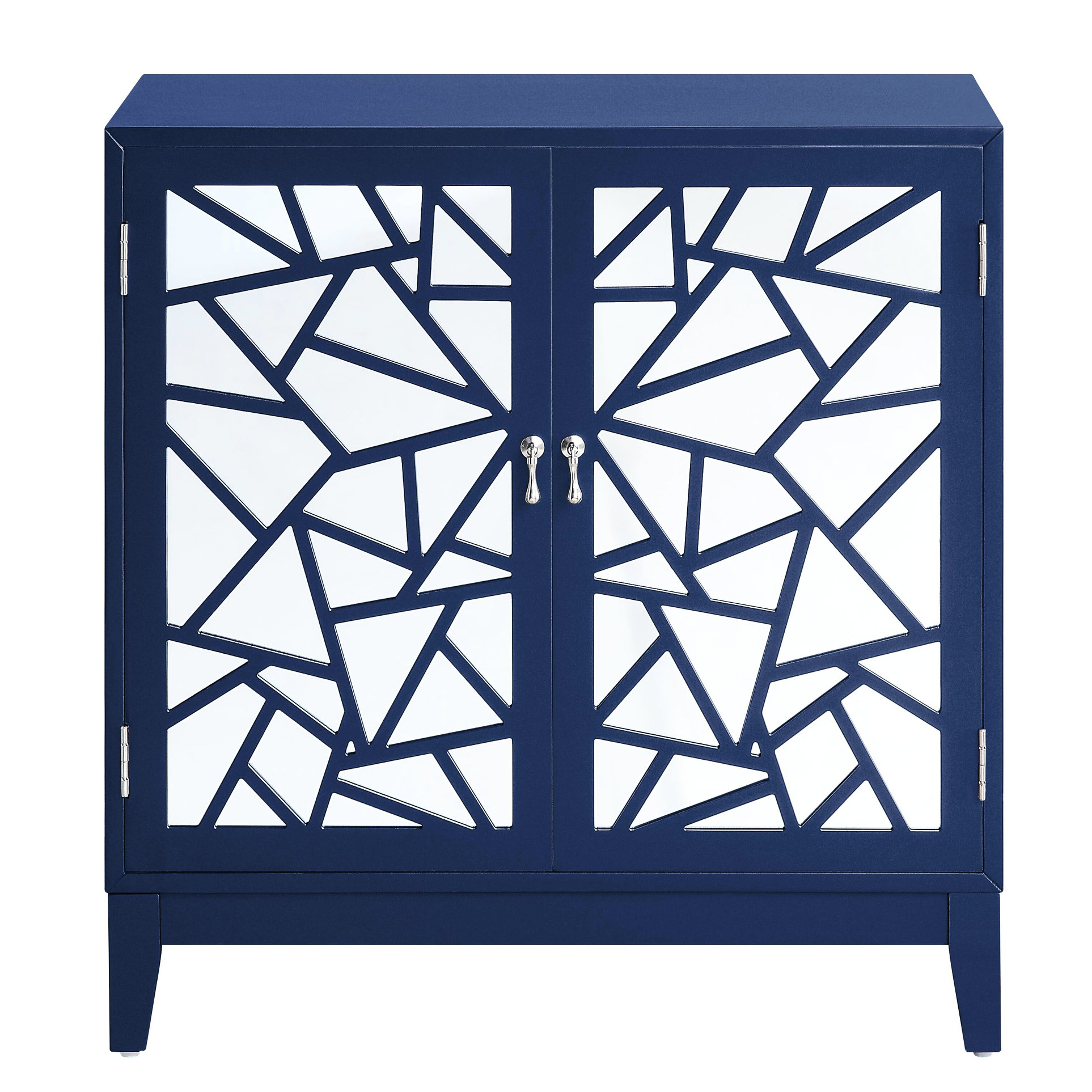 Everly Quinn Blue Console Cabinet For - 2 Door Storage, Synthetic Wood ...