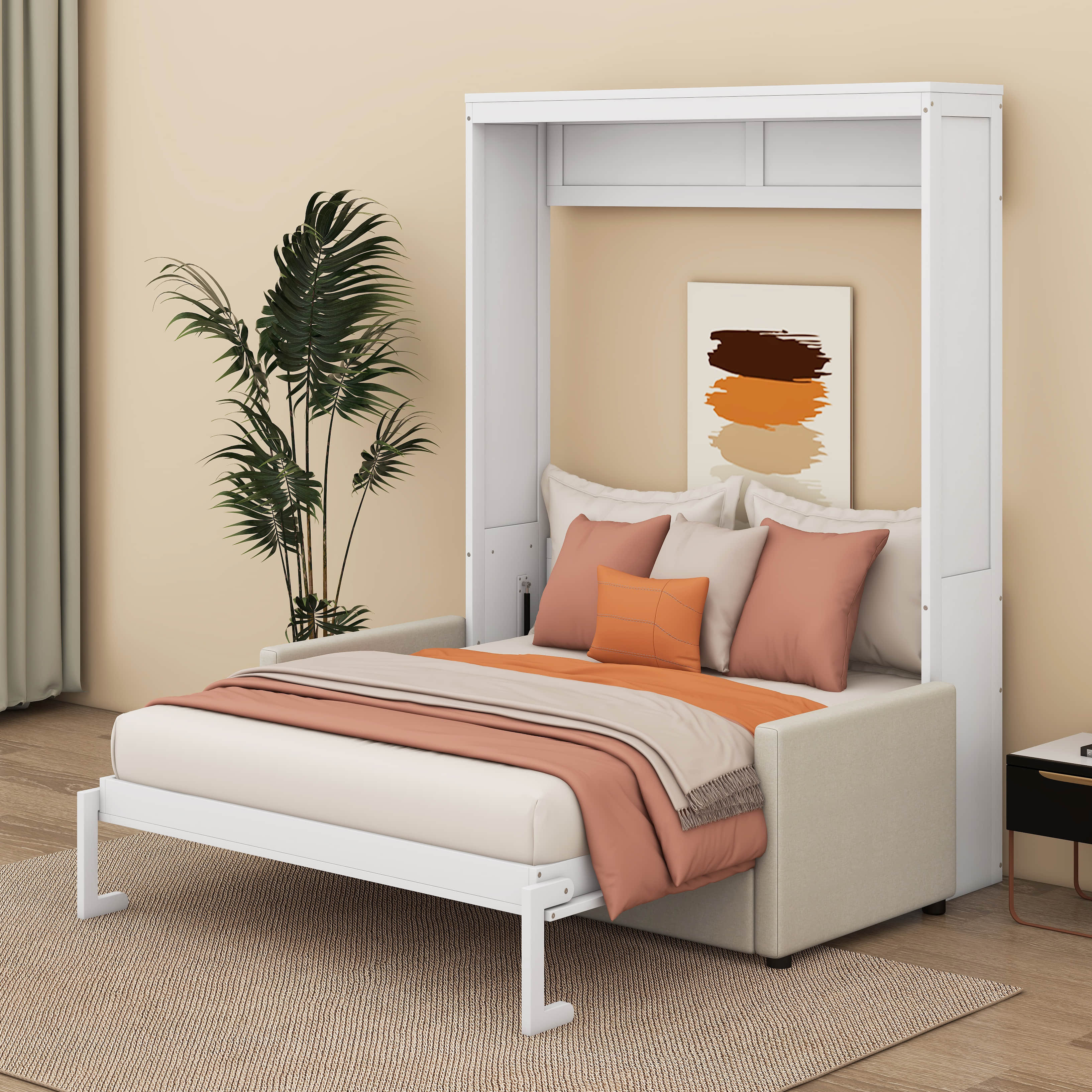 Hokku Designs Full Size Murphy Bed Wall Bed With Cushion, Multi ...