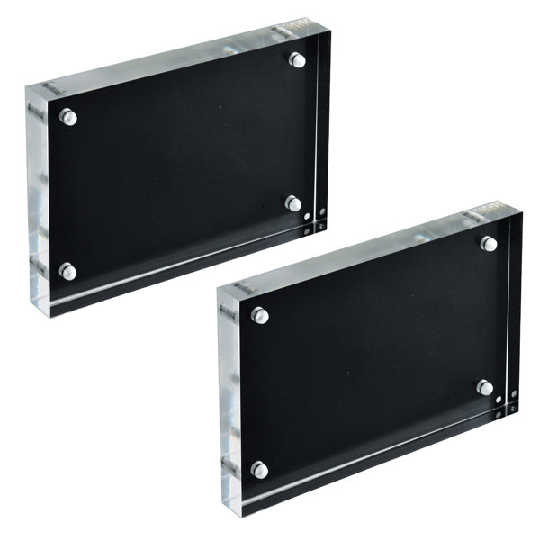 Azar Displays Black Acrylic Block with Metal Back Plate 4" X 6", 2-Pack ...