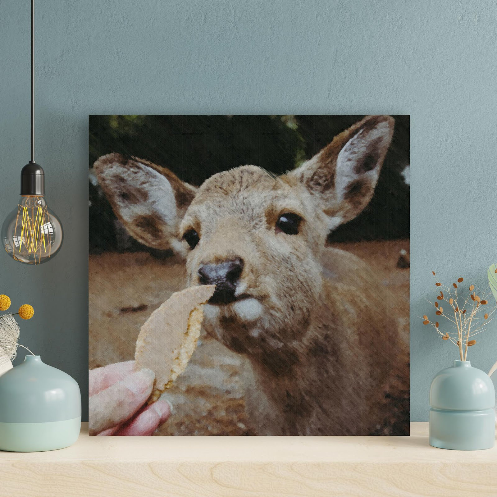 Loon Peak® Brown Deer Eating Brown Bread During Daytime - 1 Piece ...