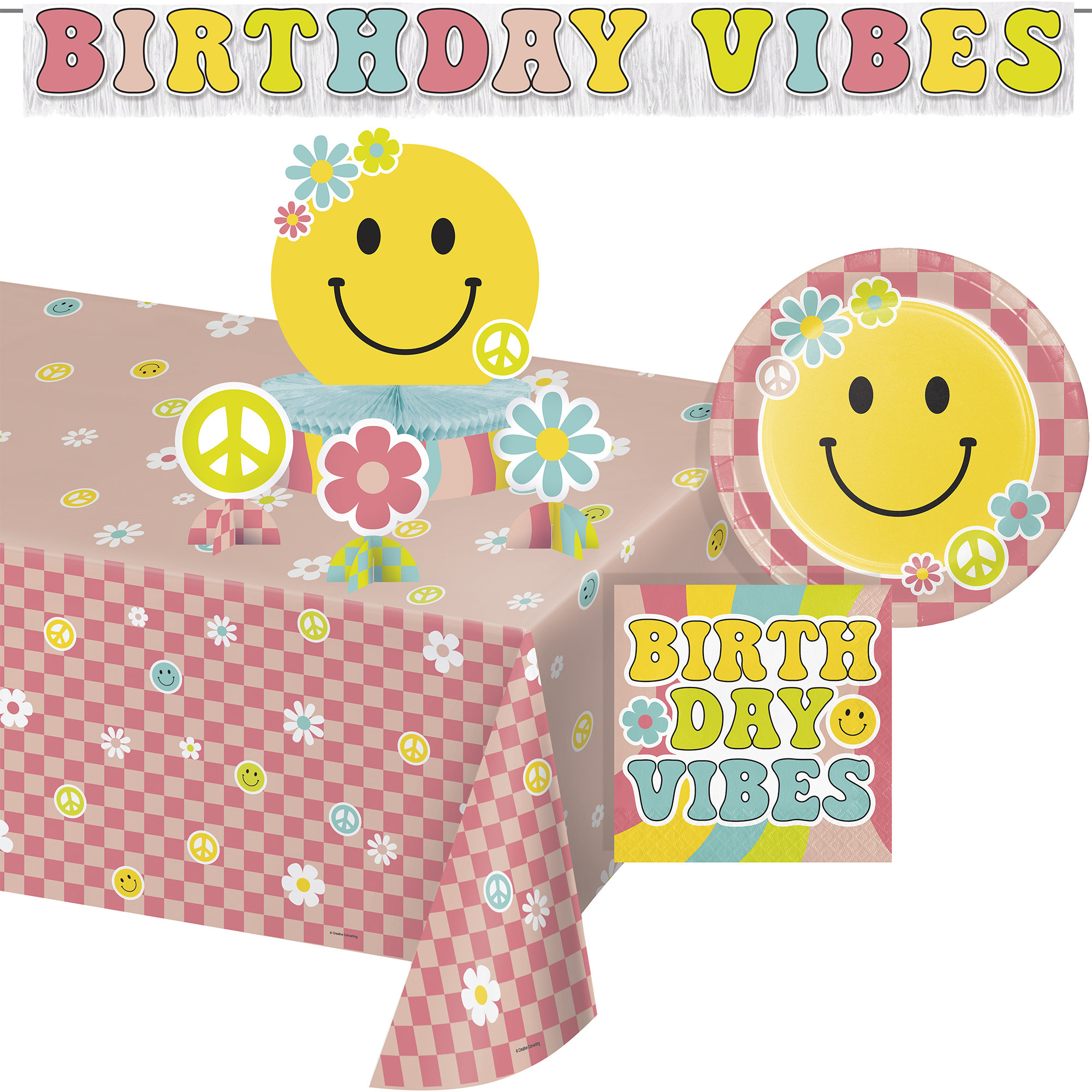 Creative Converting Flower Power Deluxe Birthday Party Tableware and ...