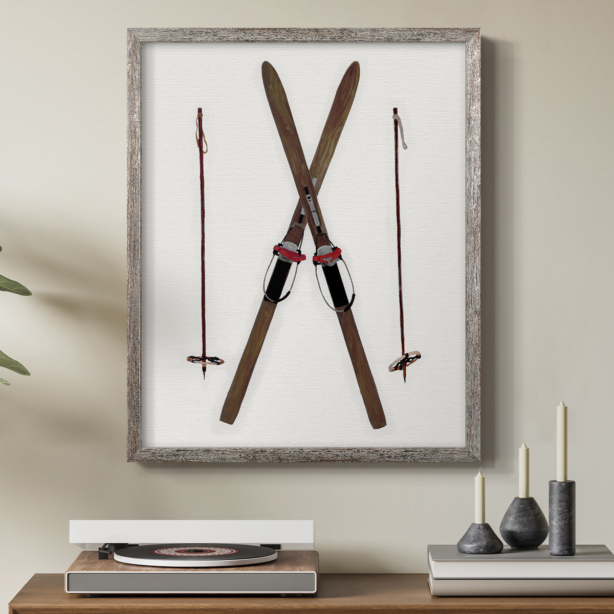 Ophelia & Co. Vintage Skis Framed Print - Solid Wood | Wayfair