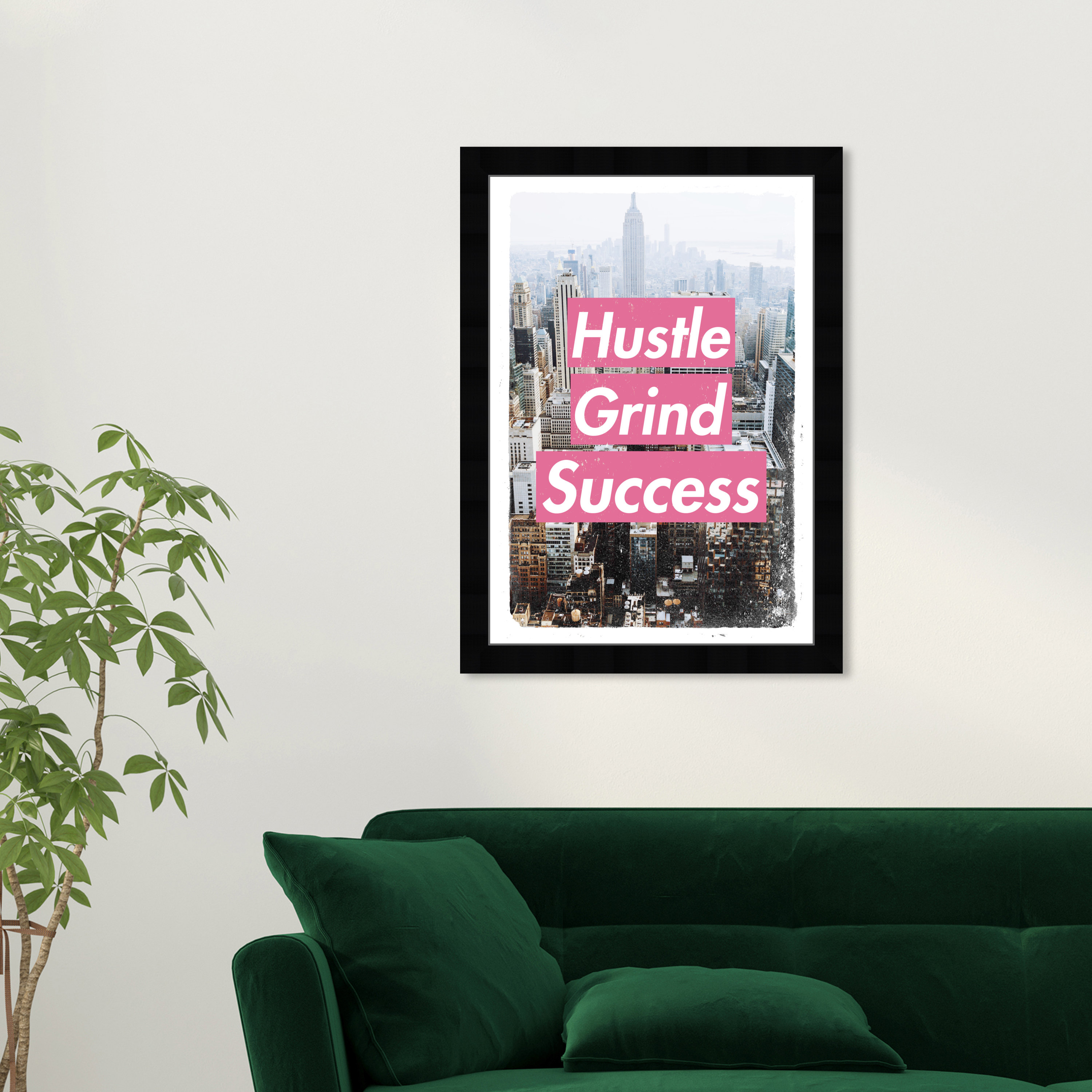 Trinx Typography and Quotes Hustle City Pink Modern & Contemporary Pink ...