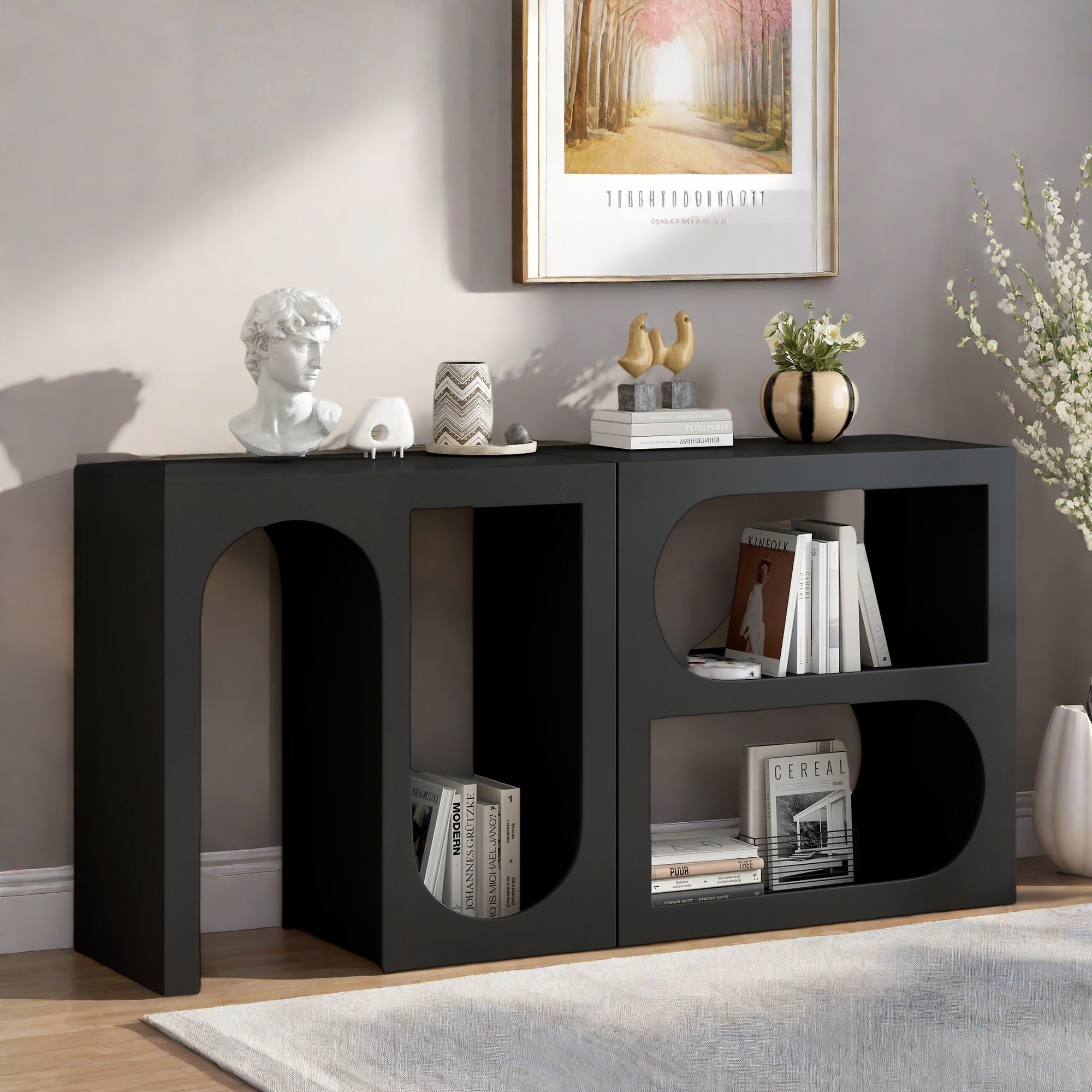 Latitude Run® Modular Console Table With Rectangular Exterior And ...