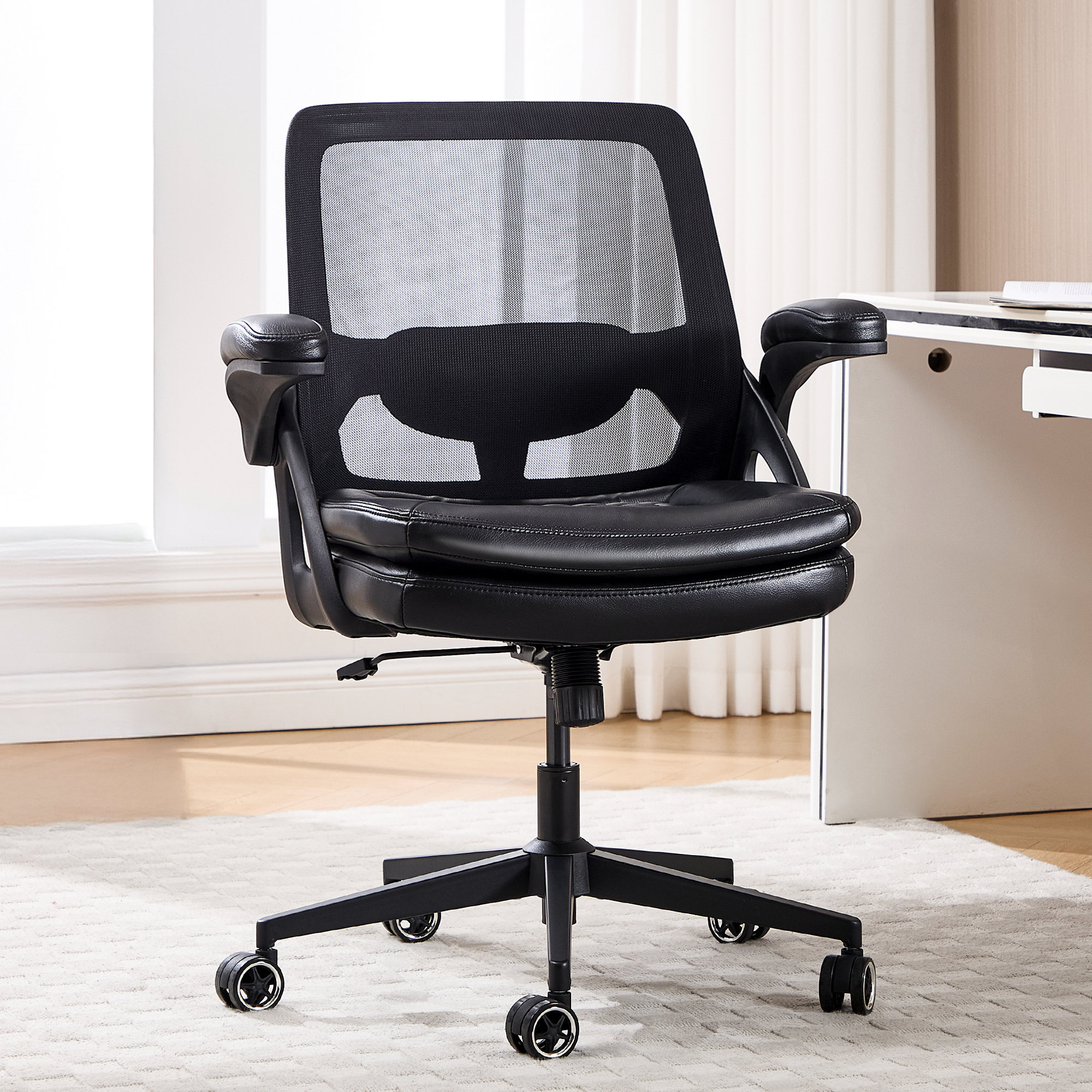 Inbox Zero Office Chair with Flip Adjust Armrests , Swivel Computer ...