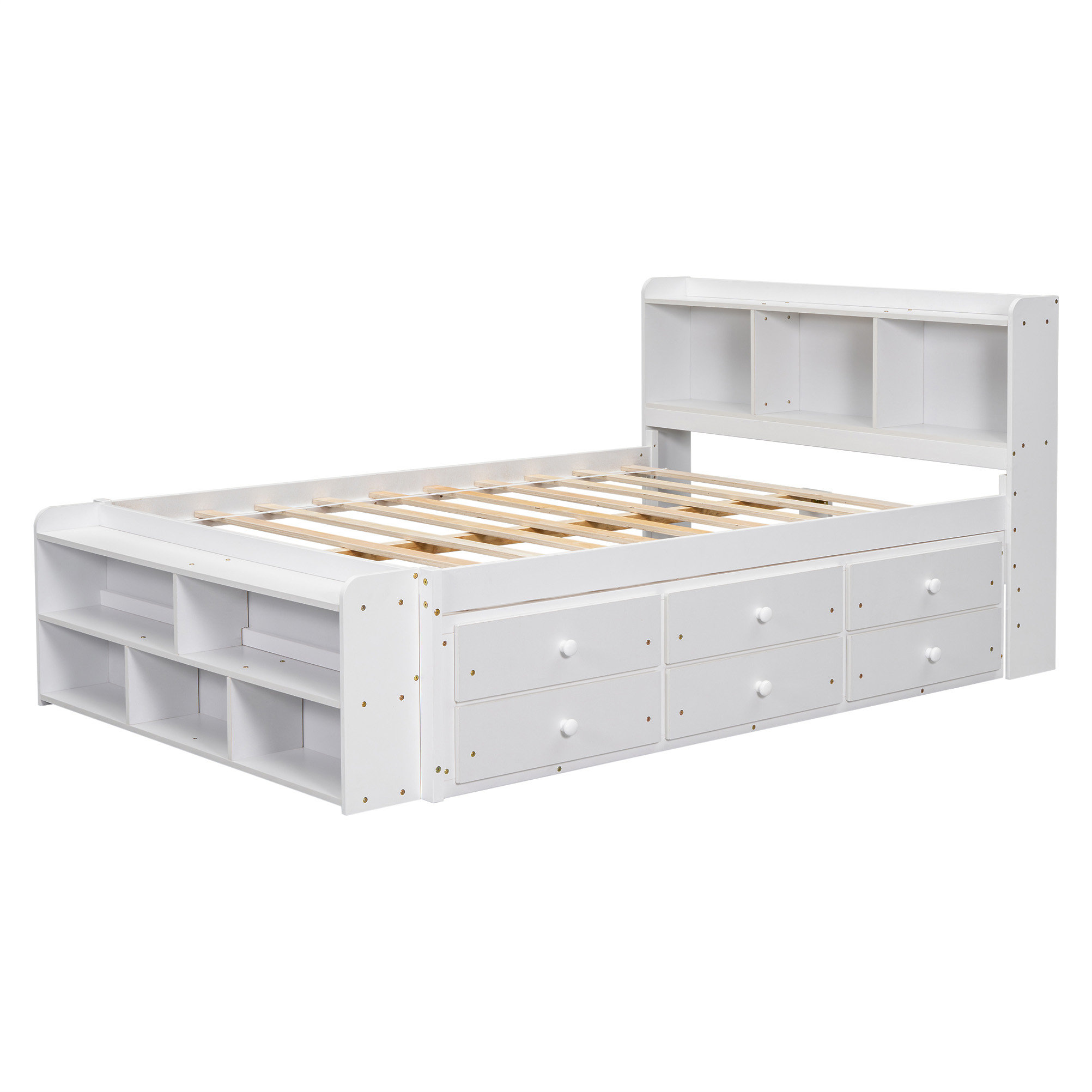 Latitude Run Claypoole Bed Frame Platform Bed With Bookcase Headboard