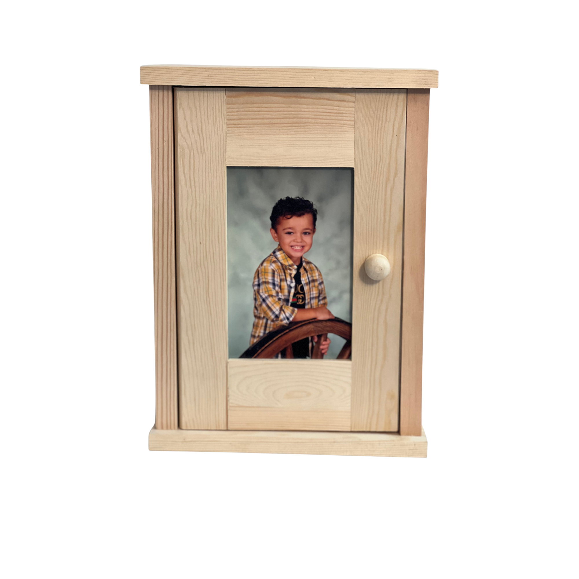 Latitude Run® Pine Wood Wall Mount Key Box With 10 Hooks With 4x6 ...