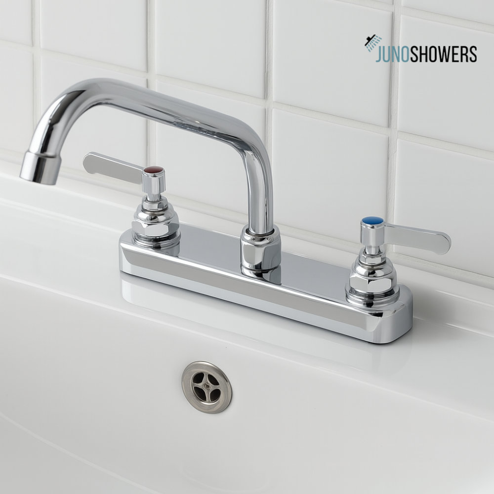 Juno Showers Juno commercial Chrome Finish dual Handle Kitchen Faucet ...