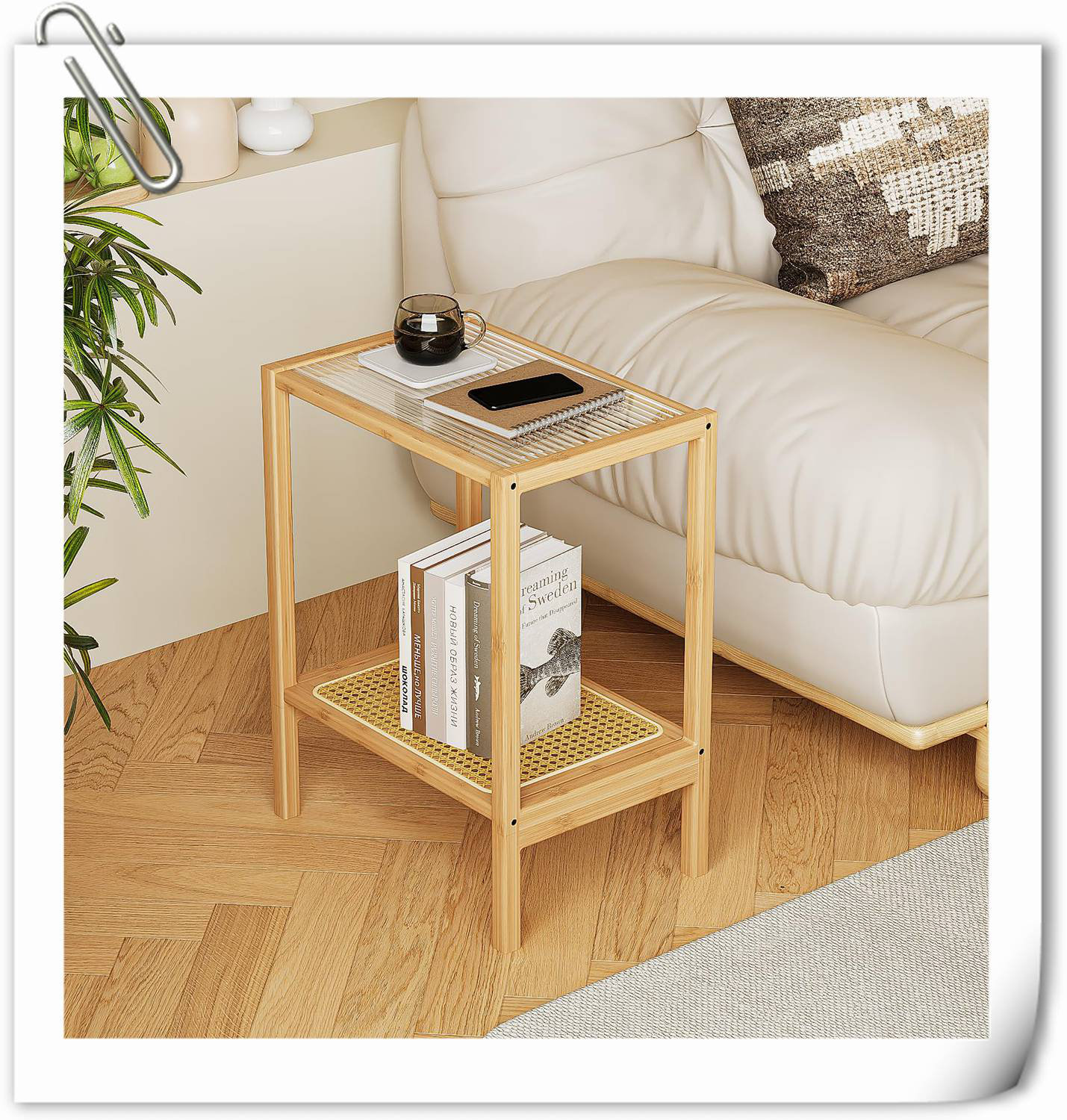 Mercer41 Side Table End Table Rattan Night Stand For Small Spaces ...