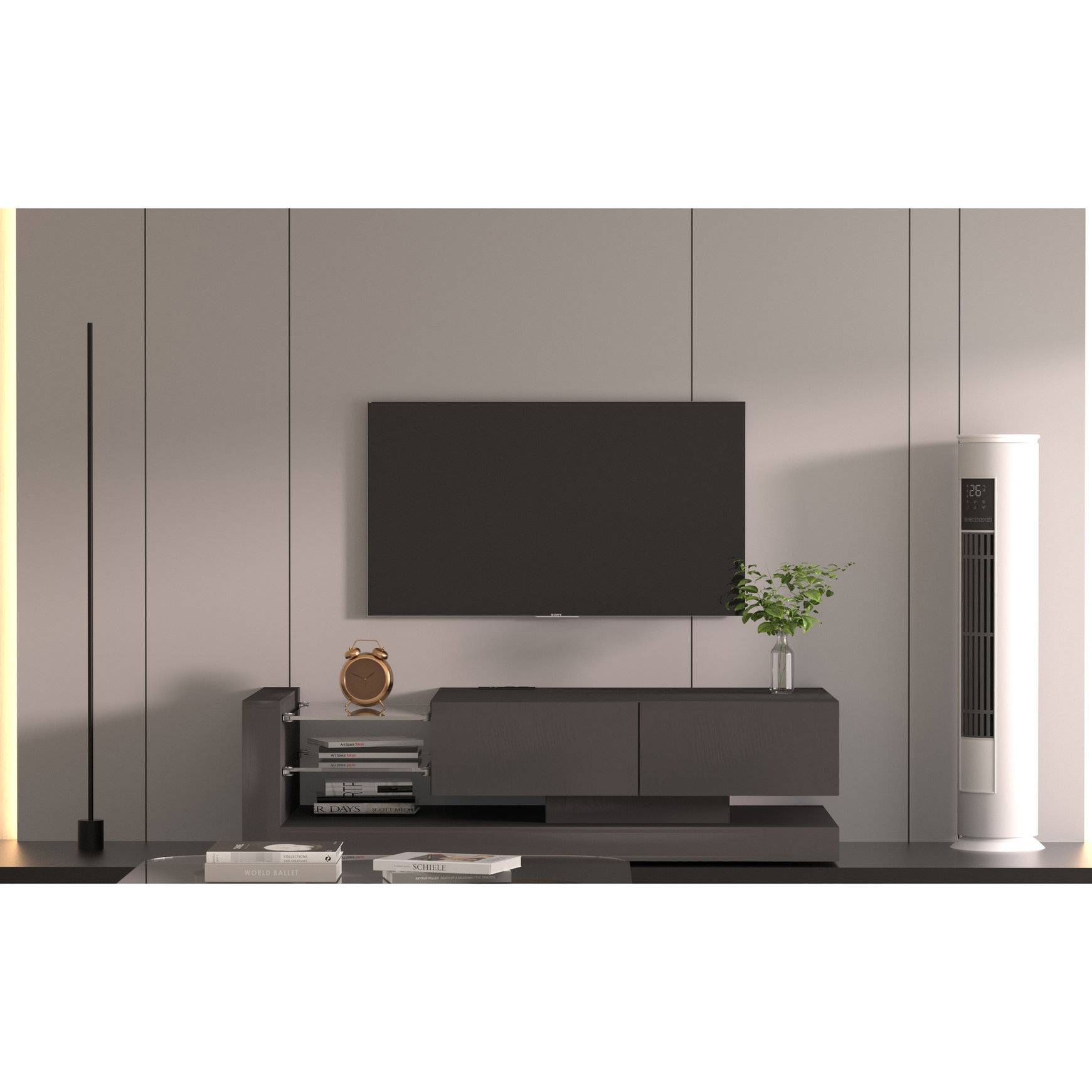 Wrought Studio Tv Stand With Led Lights, 90% Storage For 75 Inches ...