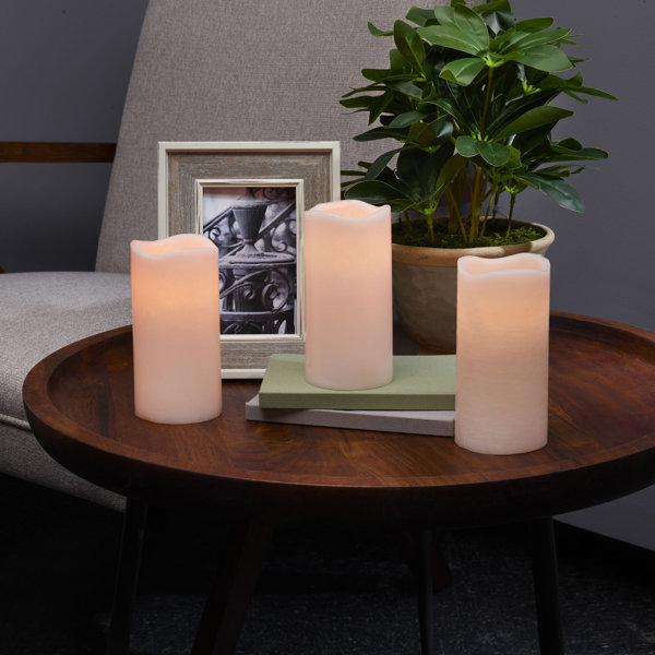 Mikasa Wavy Top LED Unscented Wax Pillar LED Candles & Reviews | Perigold