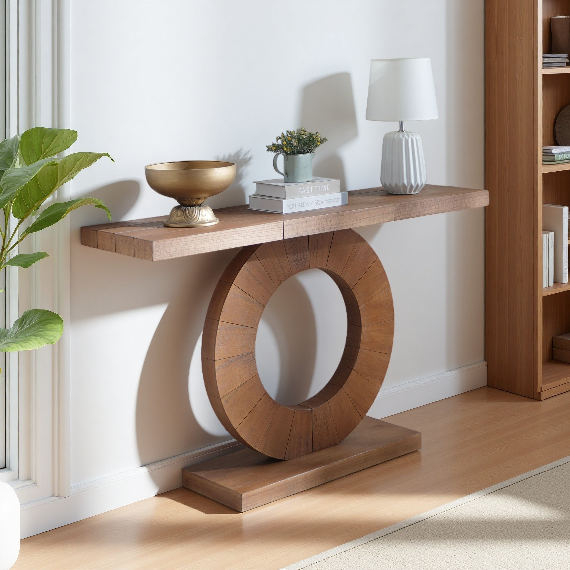 Hokku Designs 53.2In Modern Minimalist Wooden Console Table Circular ...