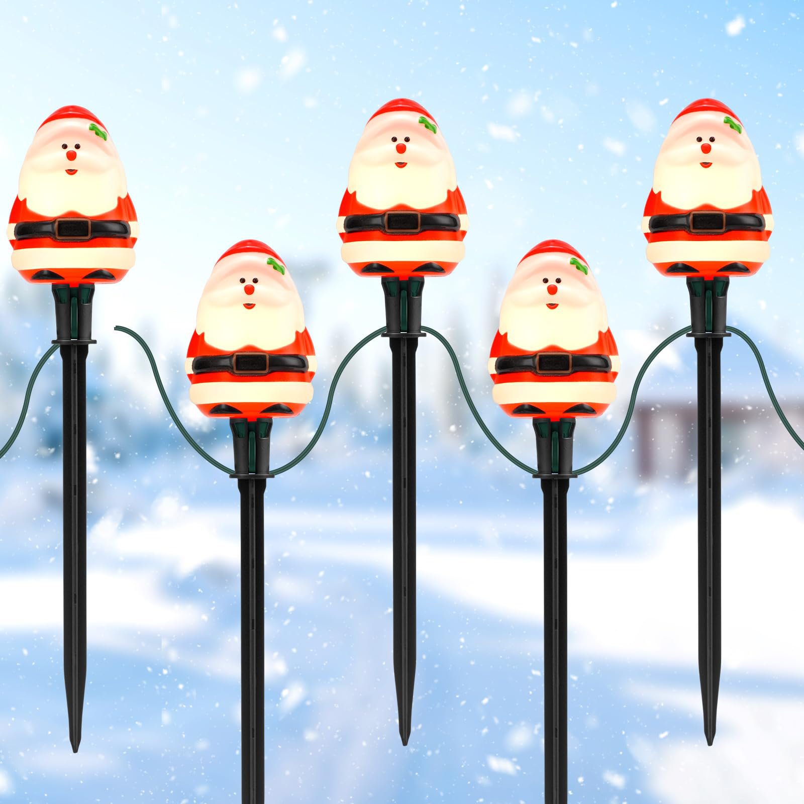 The Holiday Aisle® 5 Santa Pathway Lights, 10FT LED Christmas String ...