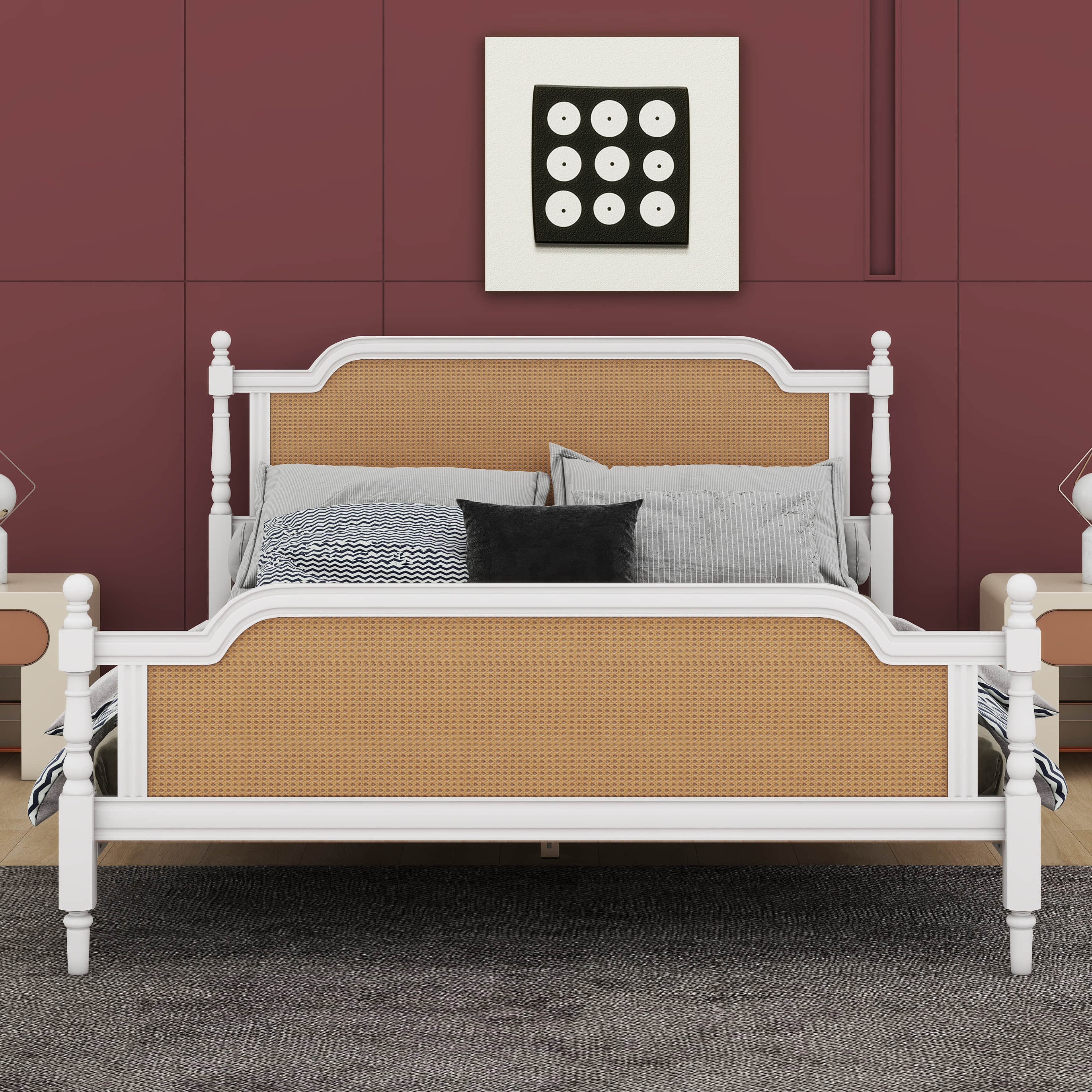 Bay Isle Home™ Chontae Traditional Style Rattan Bed Frame,No Box Spring ...