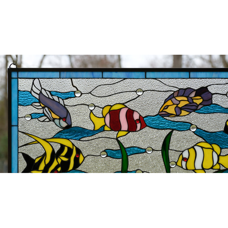 Rosecliff Heights Fish Under the Sea Stained Glass Window Panel ...