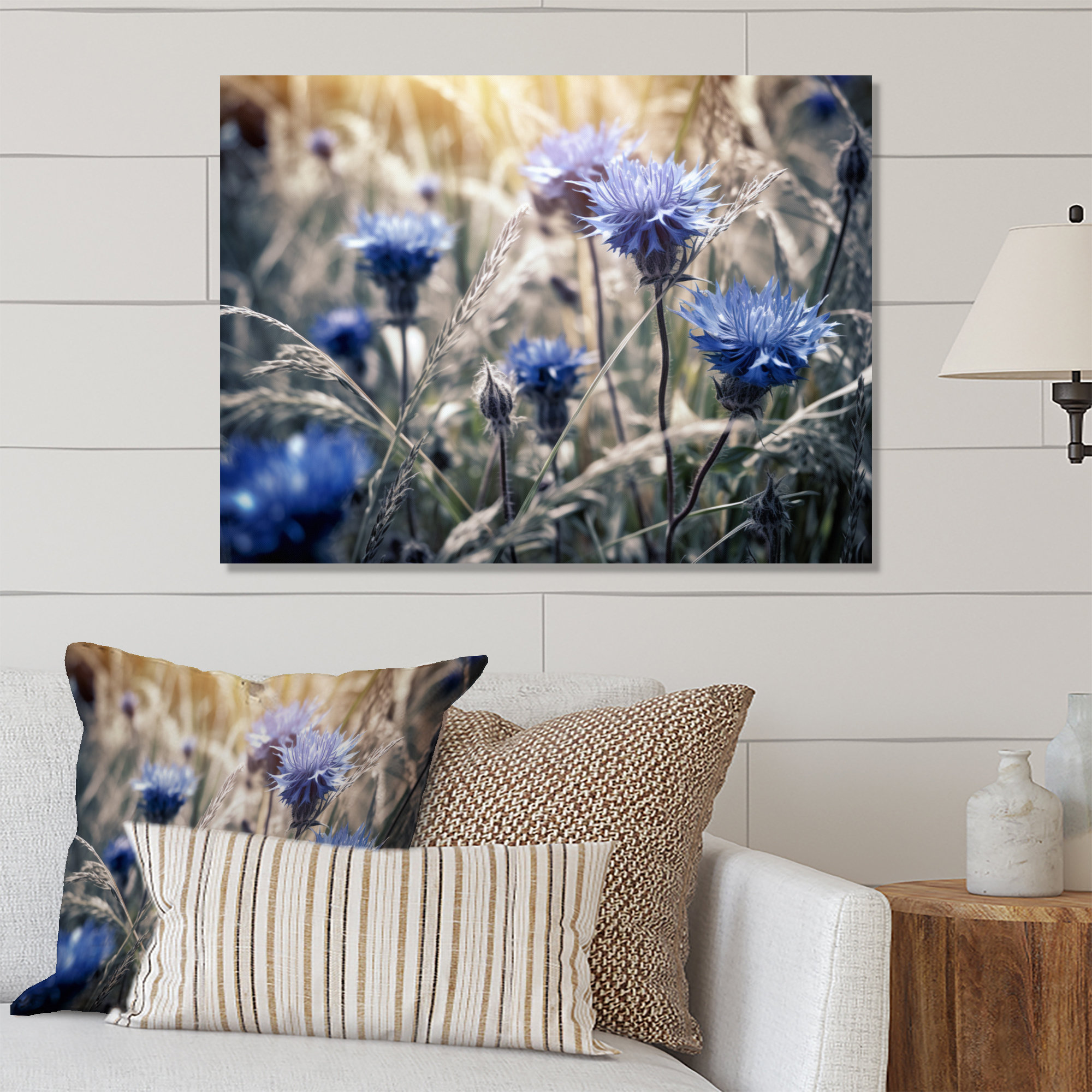 Latitude Run® Blue Grey Cornflowers Mosaic - Floral Print on Metal ...