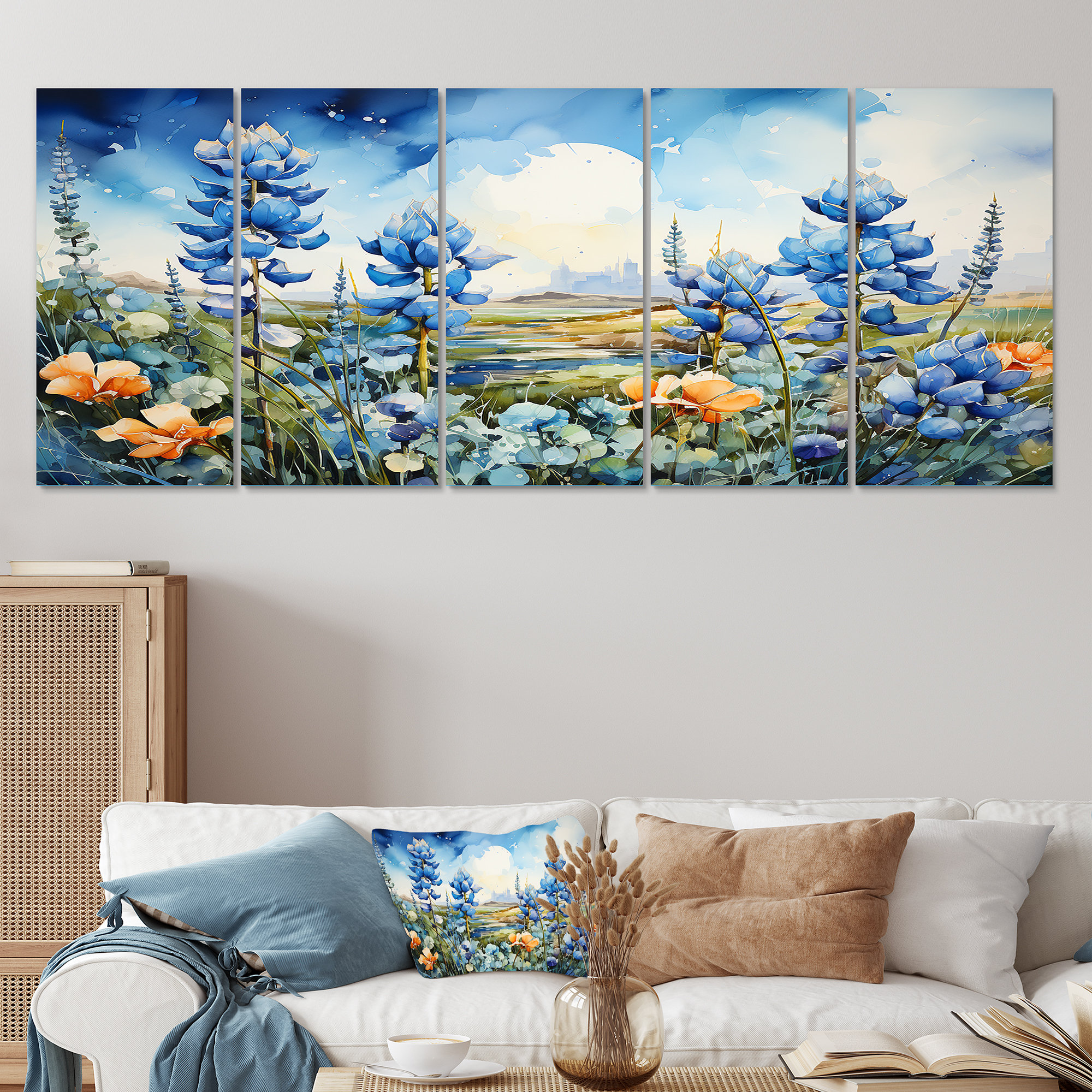 Lark Manor™ Blue Bonnets Ballet Horizon II - Blue Bonnets 5 Piece Wall ...