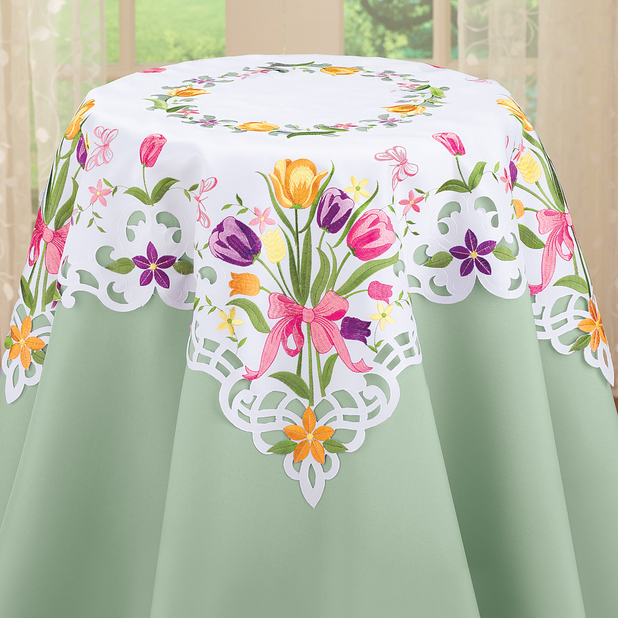Red Barrel Studio® Floral Square Table Topper | Wayfair