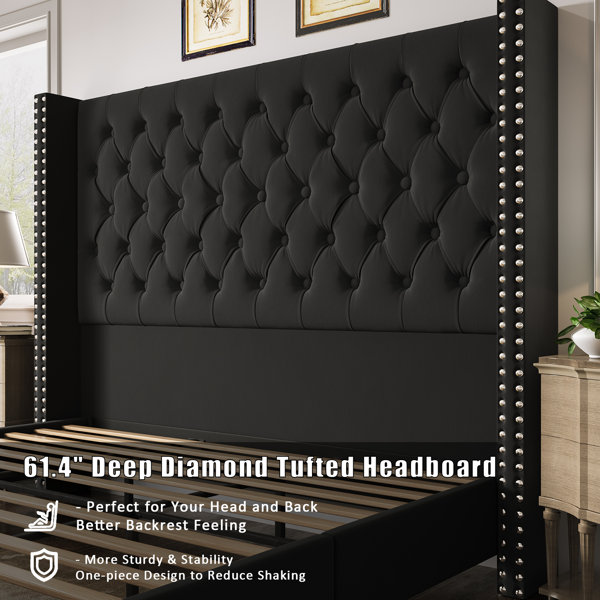Willa Arlo Interiors Duluth Upholstered Wingback Bed & Reviews | Wayfair