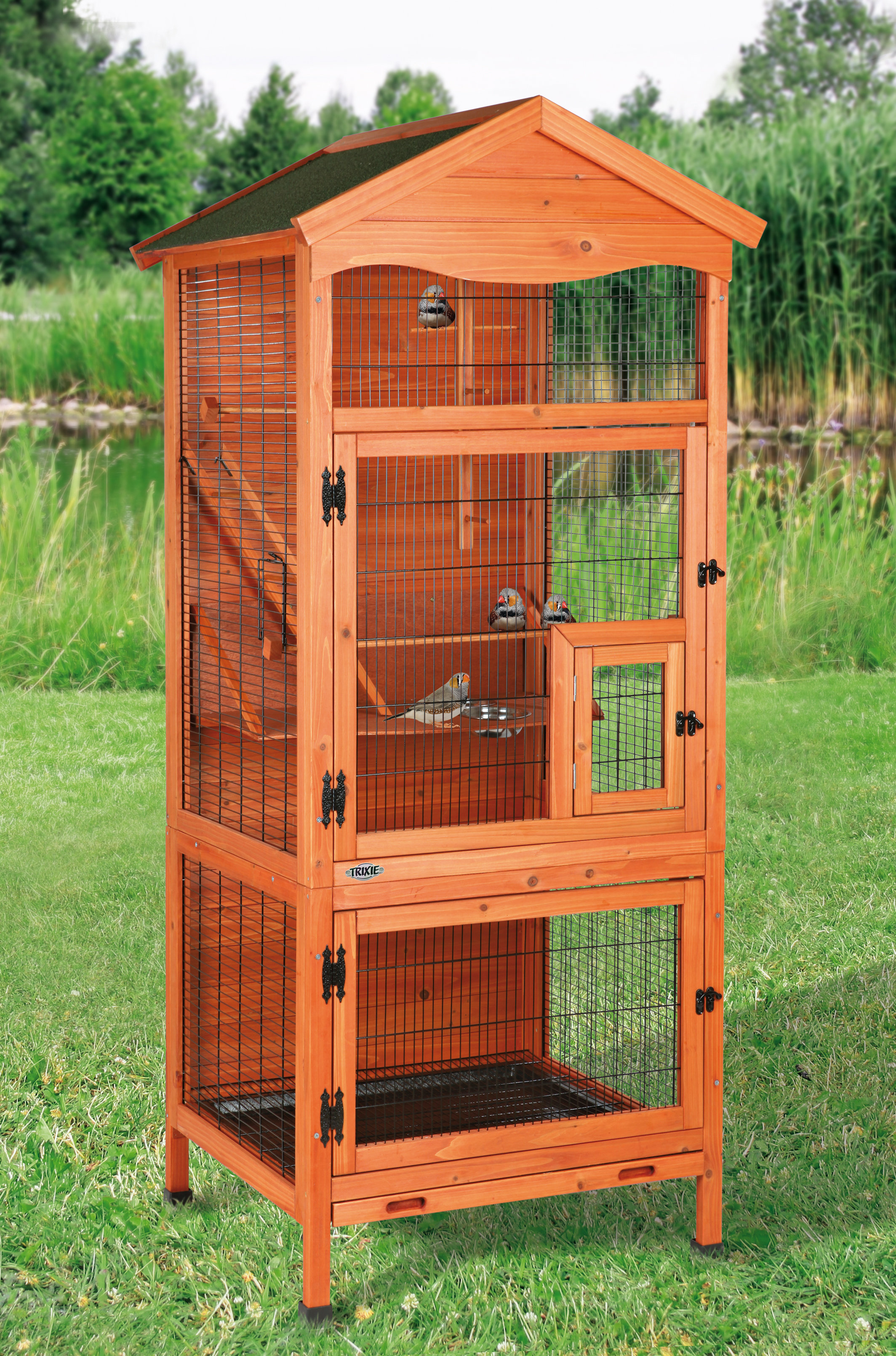TRIXIE natura Aviary for Small Birds, Indoor Outdoor Use, 3 Front Doors ...