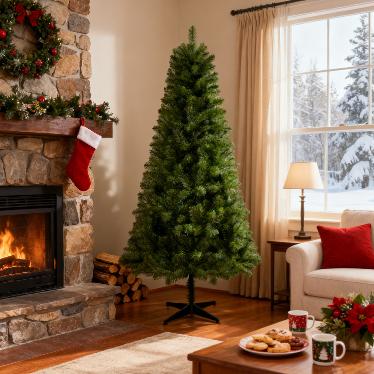 The Holiday Aisle® Christmas Tree,6 Ft Full Fir Tree with 490 Branch ...