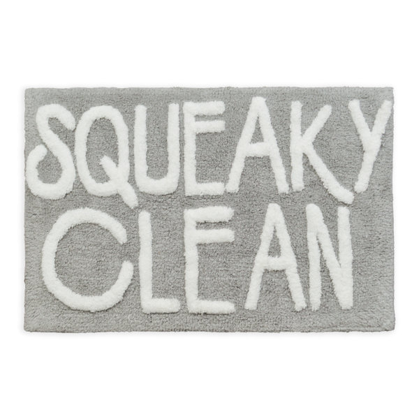 Happy Larry Erica Squeaky Clean Slogan Bath Mat | Wayfair.co.uk