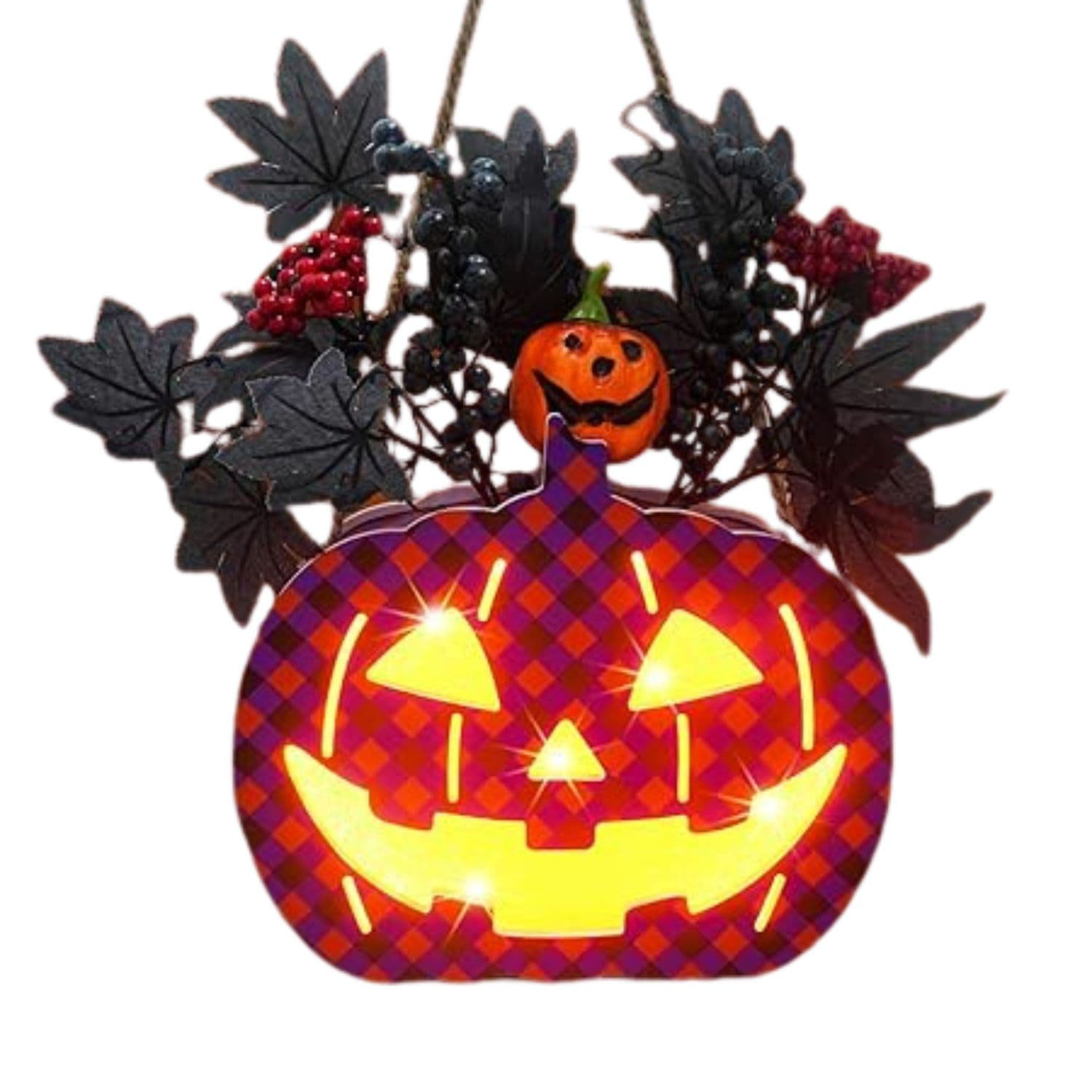 Red Barrel Studio® Halloween Pumpkin Sign with Lantern | Wayfair