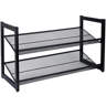 17 Stories 2 Tier Adjustable Mesh Shoe Rack in Black | Wayfair
