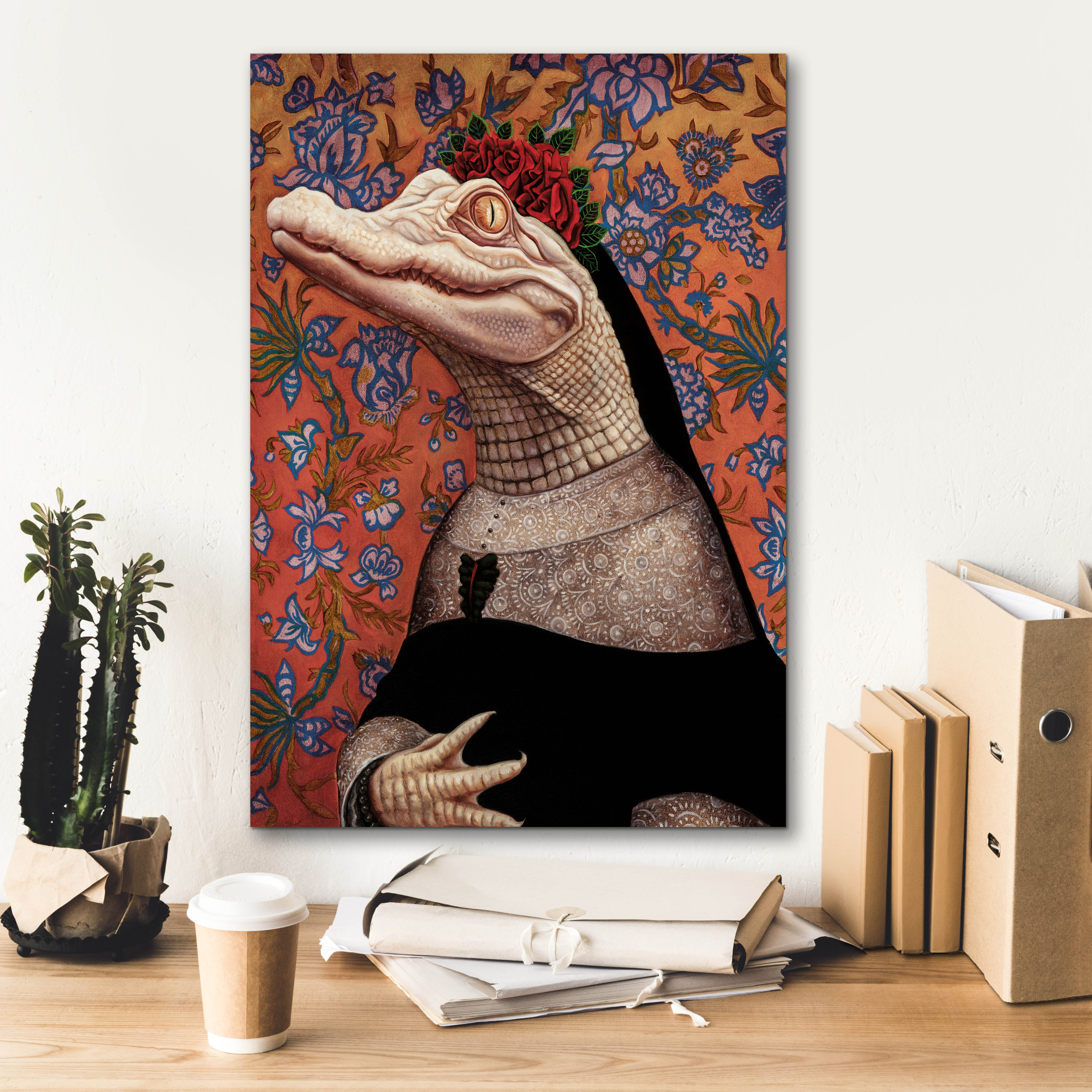Trinx 'Rose Crown Gator' by Jane R. Talton Canvas Wall Art, 18" x 26 ...