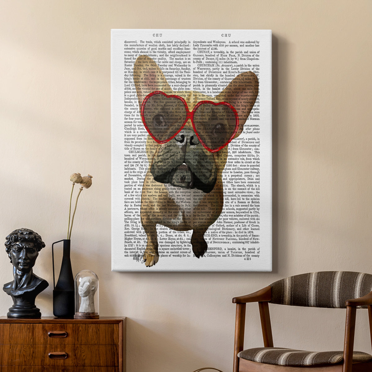Winston Porter French Bulldog and Heart Glasses -Custom Wrapped Gallery ...