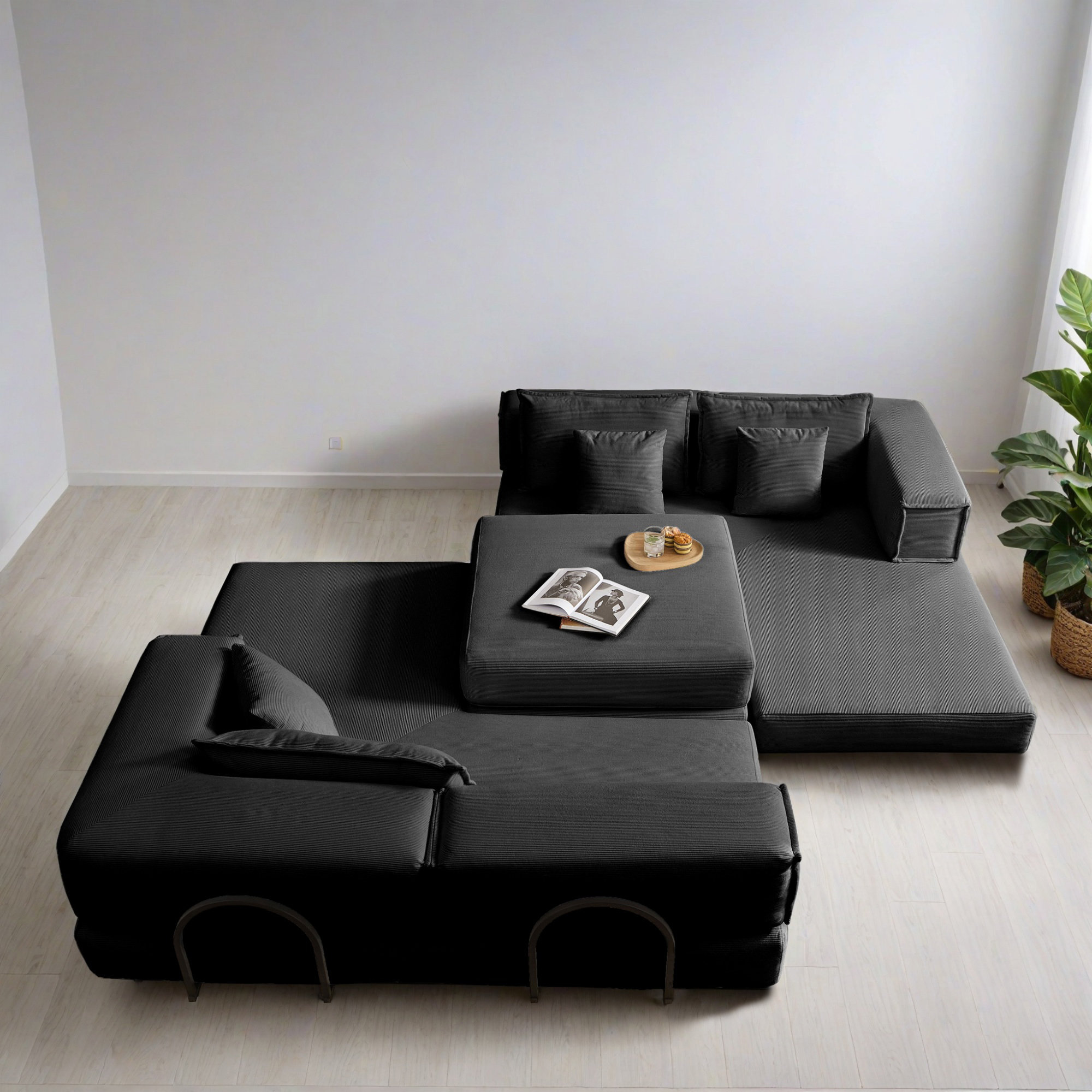 Latitude Run® 118.22" L Shaped Modular Sleeper Sectional Sofa Bed for ...