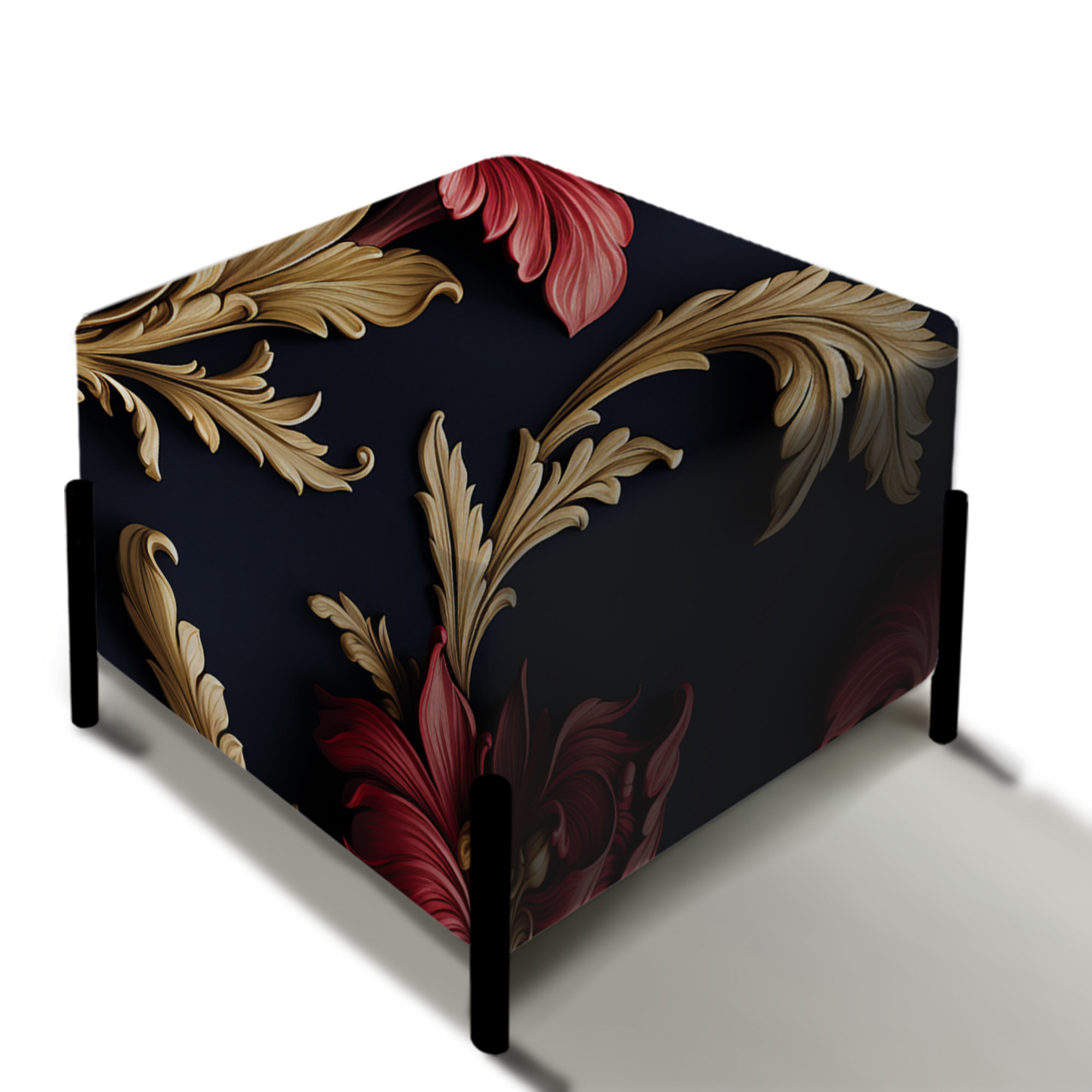Design Art Royal Red And Gold Peony Garden Grace - Damask Square ...