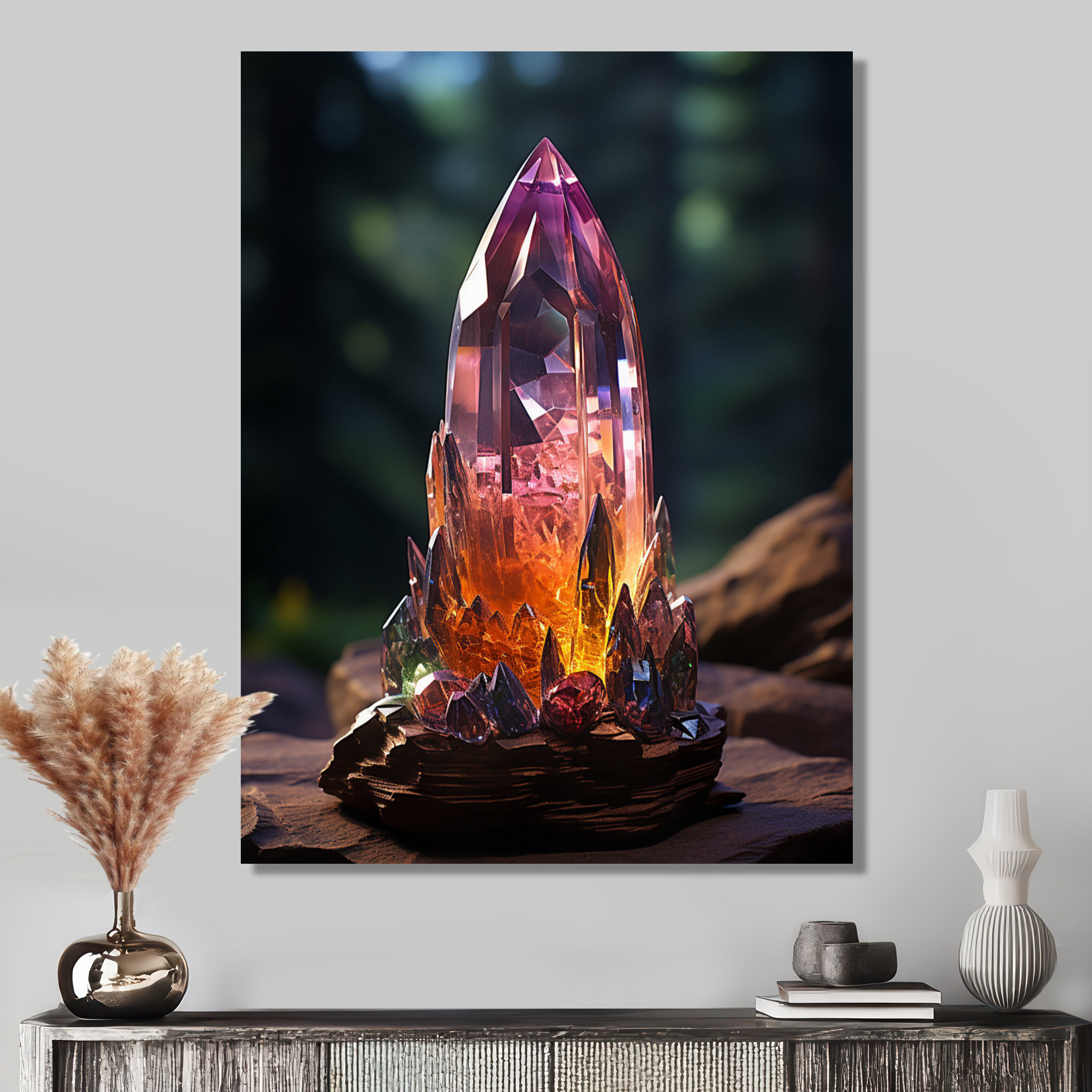 Design Art Blue Amethyst Forest Quartz Crystal I - Stone Geode Wall Art ...