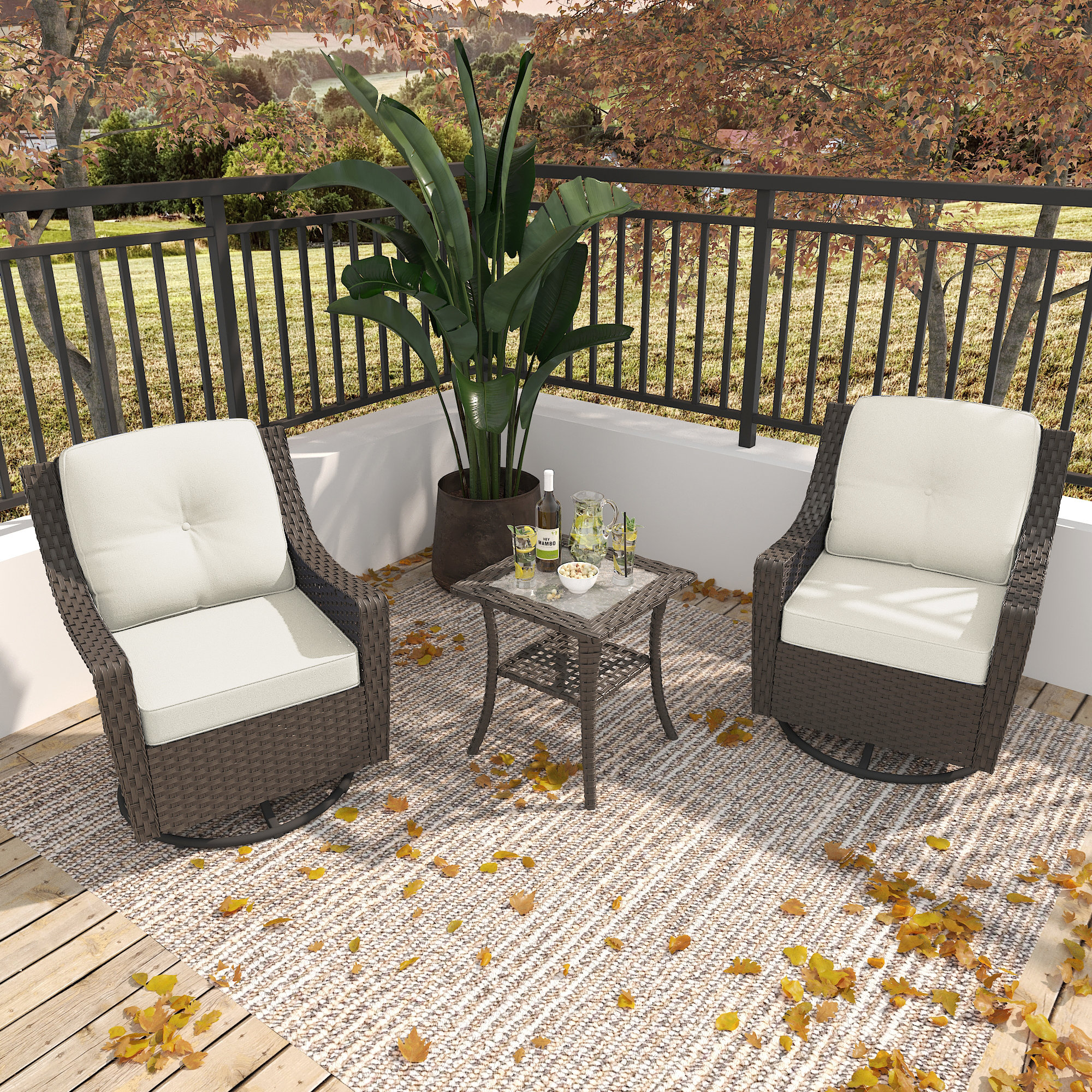 Lark Manor™ Luxury High-Back Outdoor Swivel Rocking Patio Chairs (Set ...