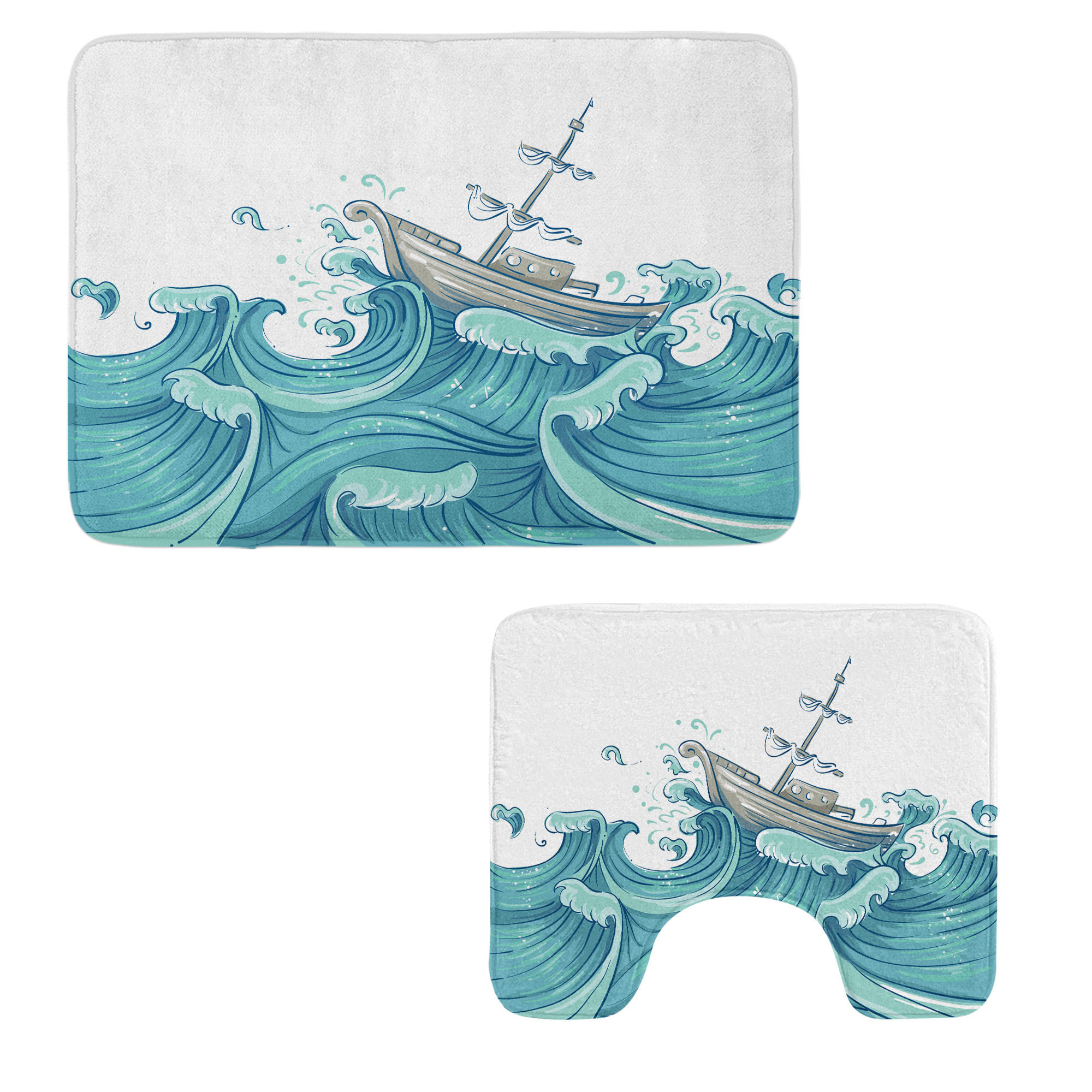 Breakwater Bay Nautical Bathroom Rug Set 2 Pieces Rectangle & Contour ...